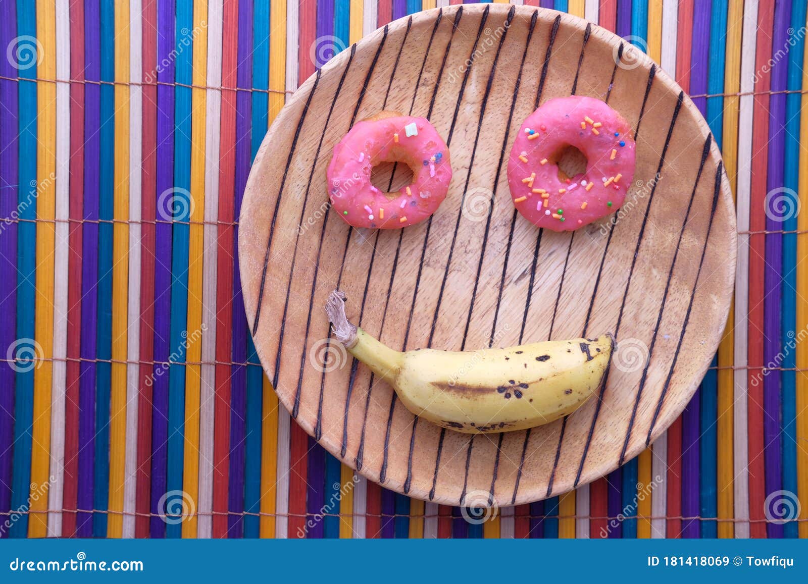 Funny Smiling Face Donut on Plate Stock Image - Image of monster ...