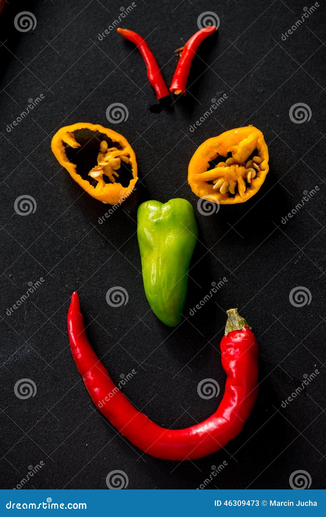Funny Smiling Face Made from Hot Chili Stock Image - Image of tasty ...