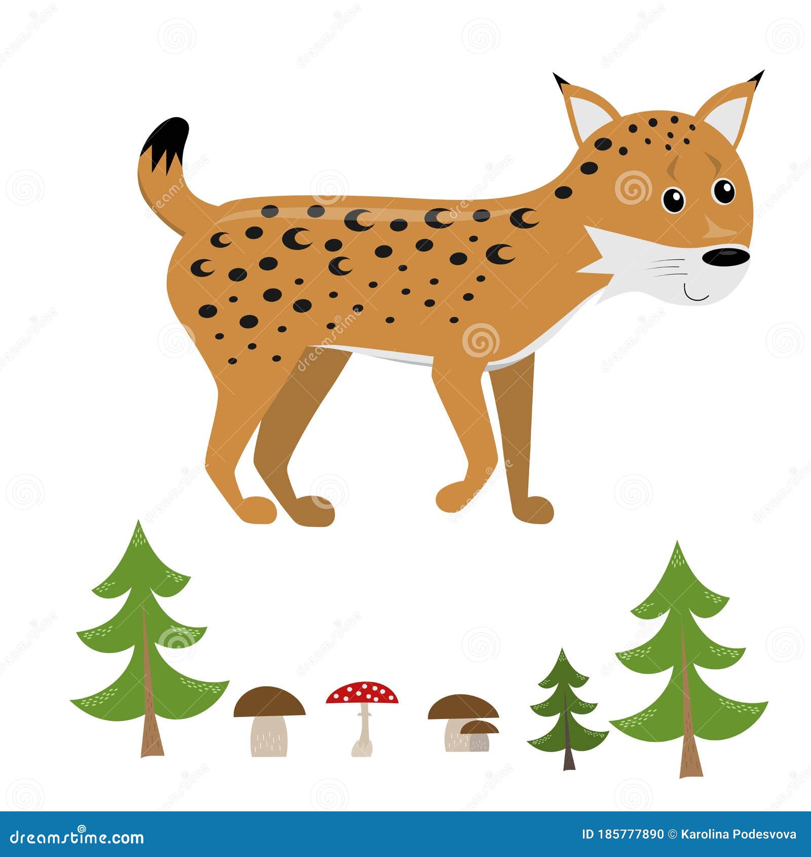 Funny Smiling Lynx Isolated Stock Vector - Illustration of predator ...
