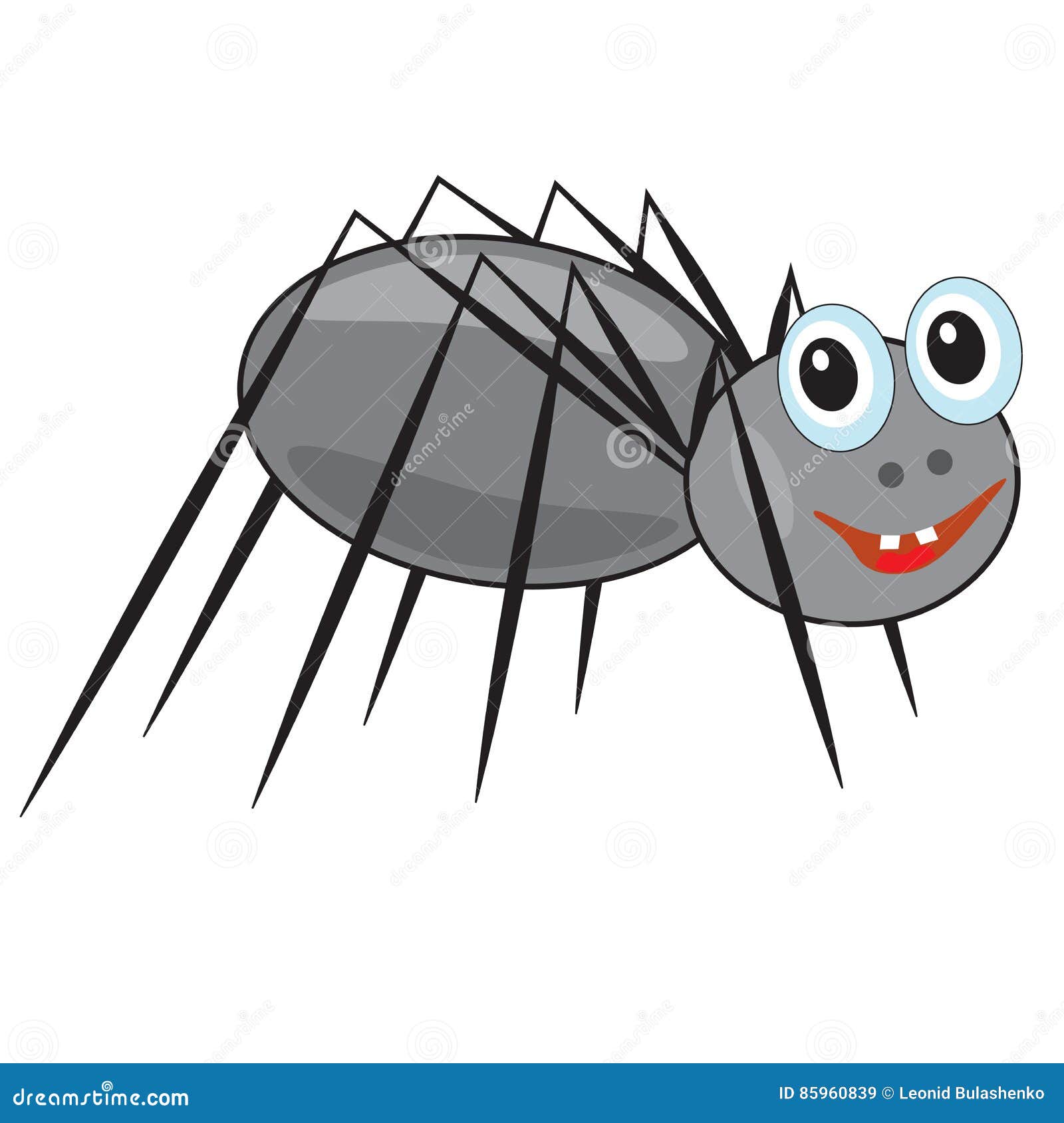 Funny smiling spider stock vector. Illustration of eight - 85960839