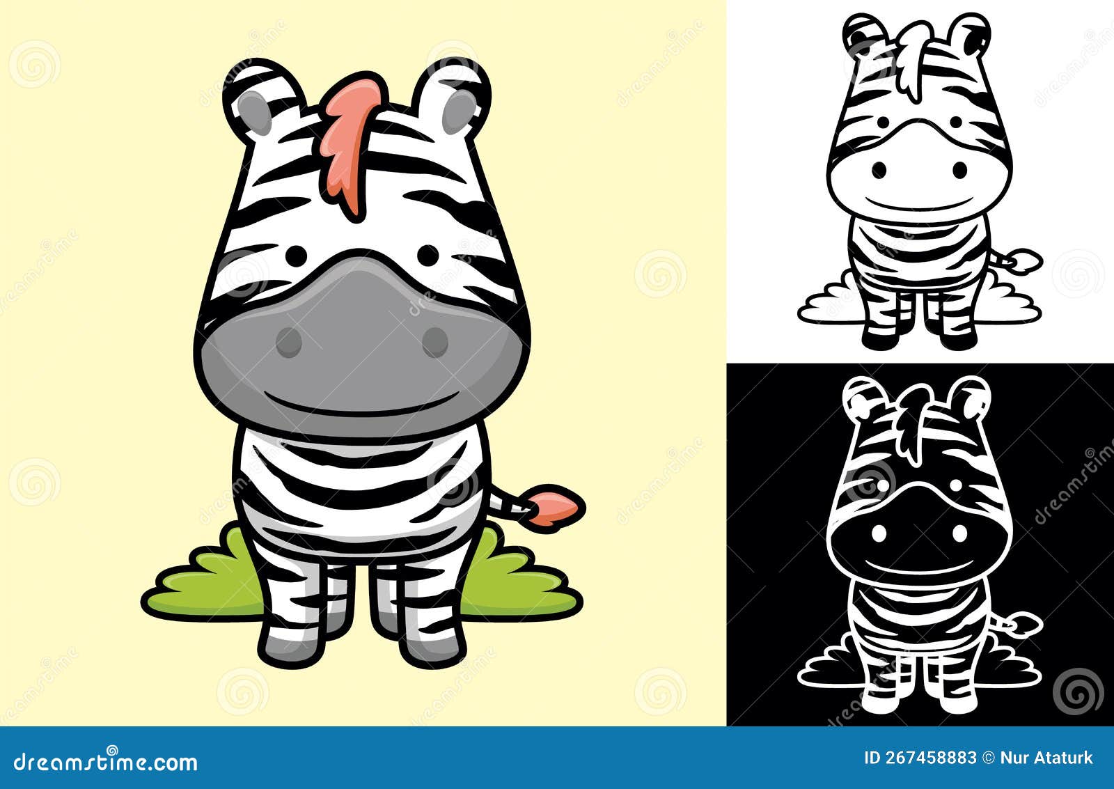 Funny Smiling Zebra. Vector Cartoon Illustration in Flat Icon Style ...