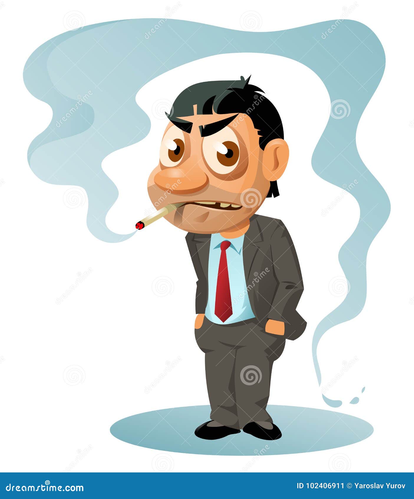 Funny Smoking Office Worker. Stock Vector - Illustration of company ...