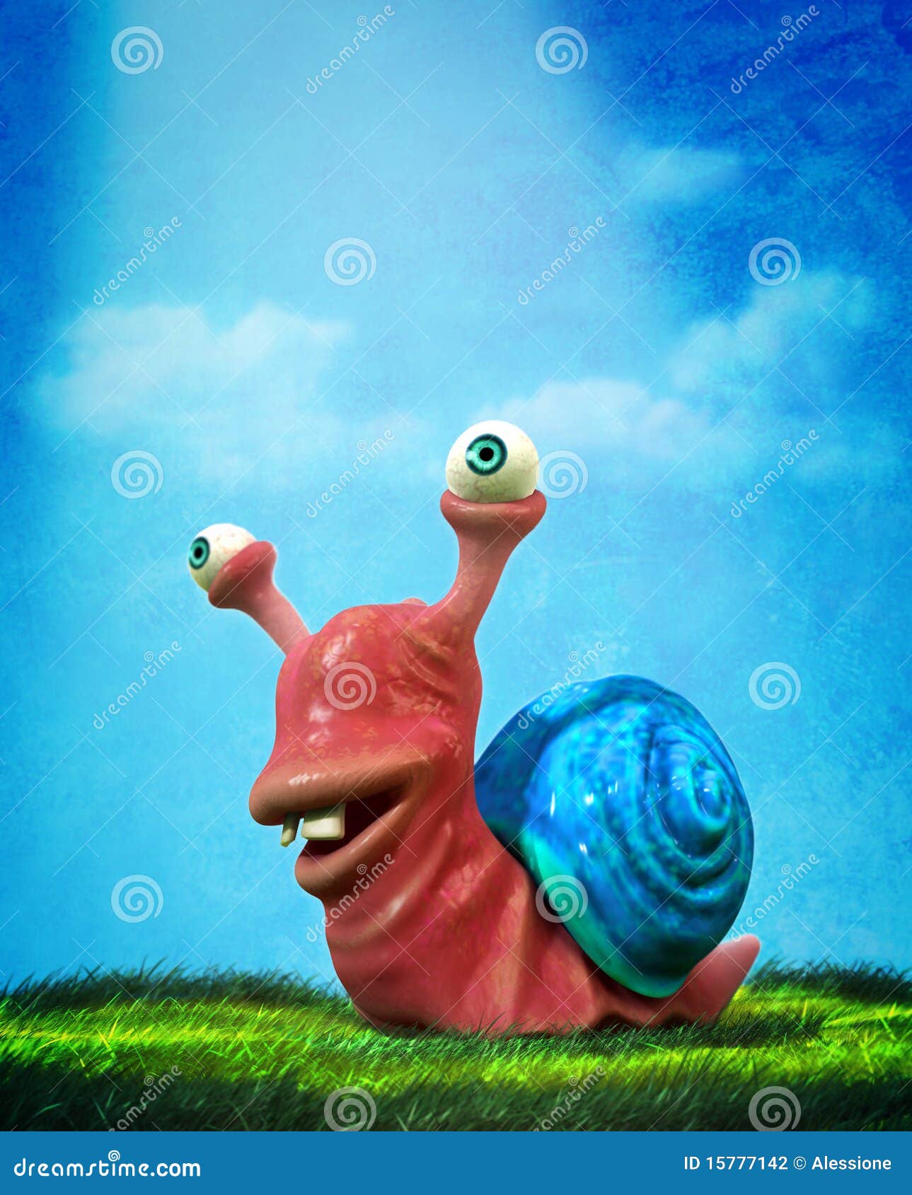 Funny snail stock illustration. Illustration of grass - 15777142