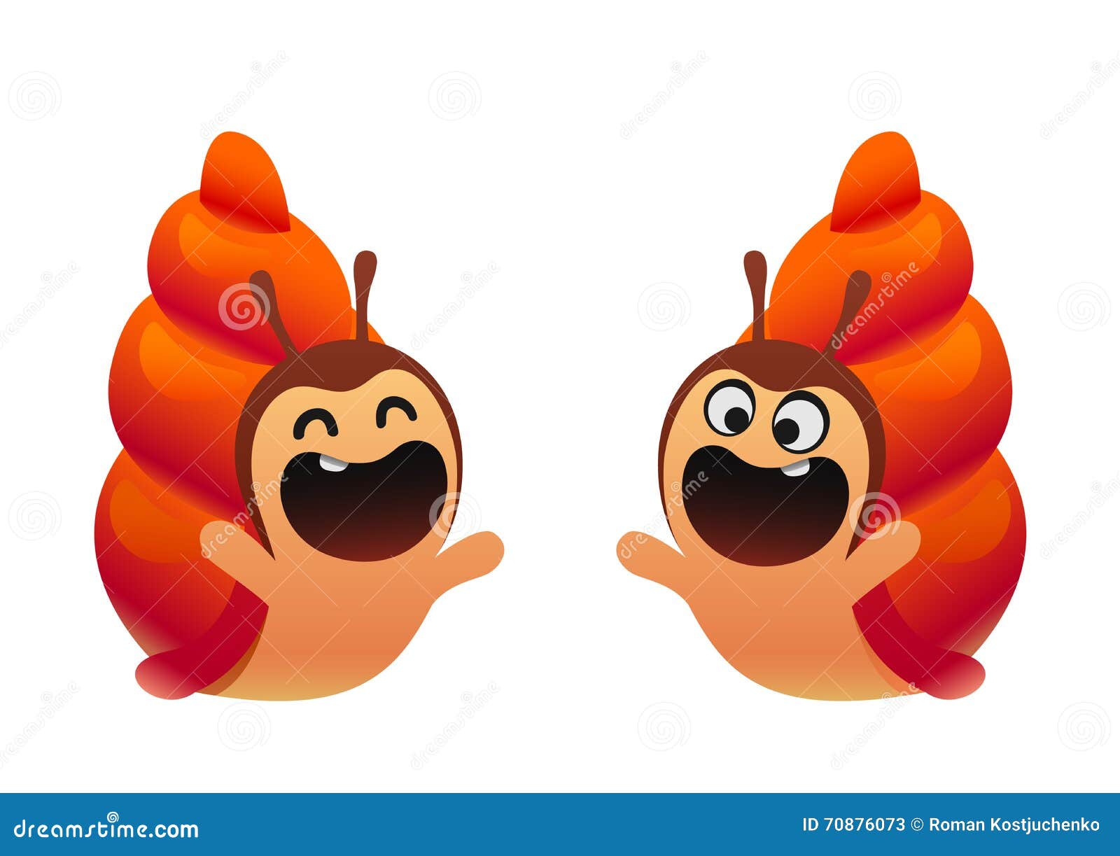 Funny Snail Cartoon Red Two Types Stock Vector - Illustration of flower ...