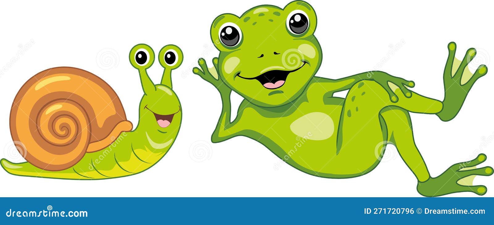 Funny Snail and Frog Isolated on White Stock Vector - Illustration of ...
