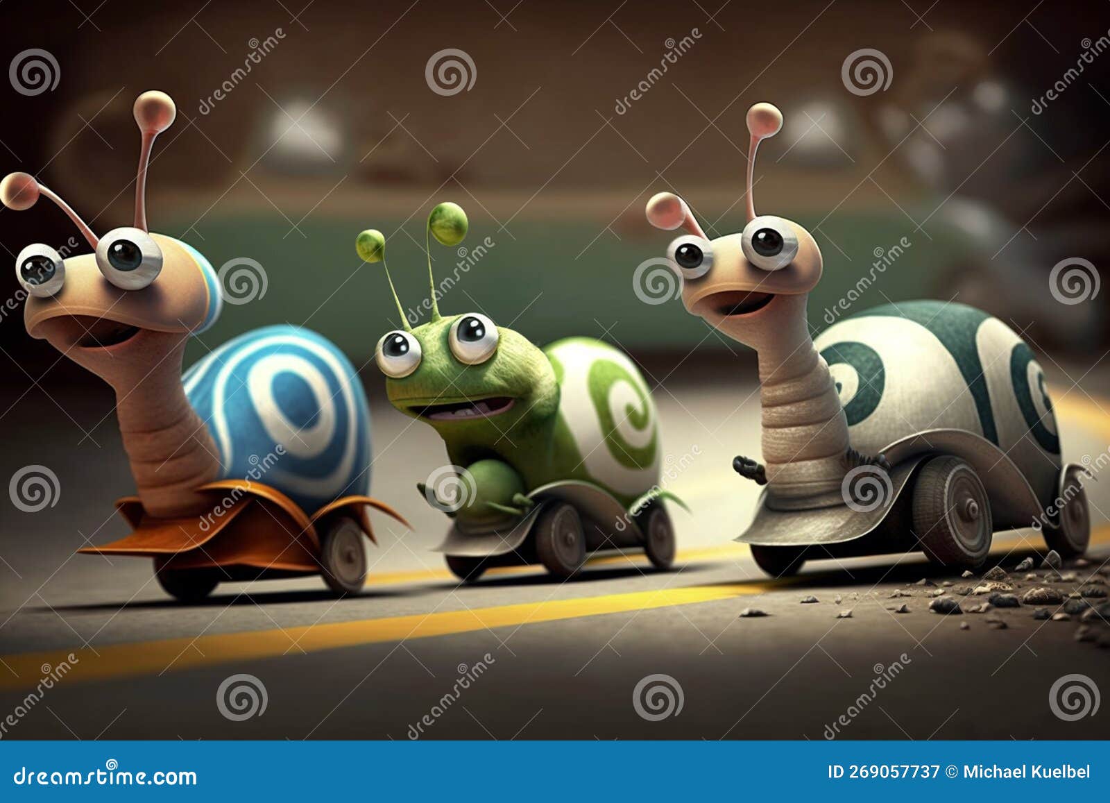 Funny Snails are Racing for Speed Stock Illustration - Illustration of ...