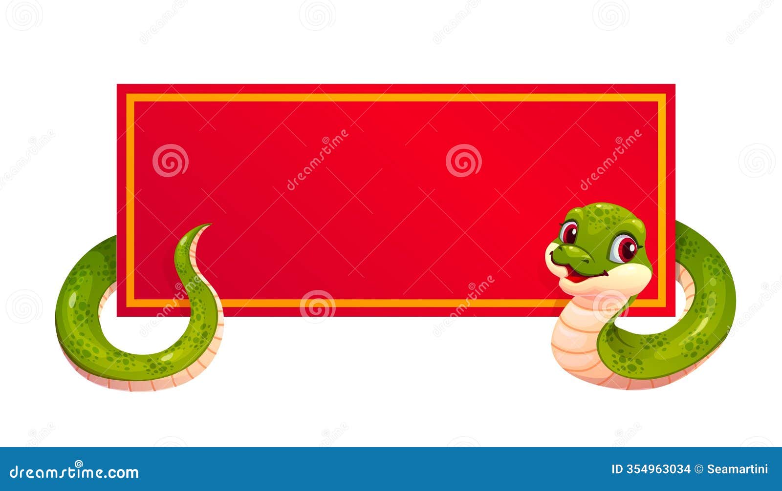 Funny Snake Character with Rectangle Red Banner Stock Vector ...