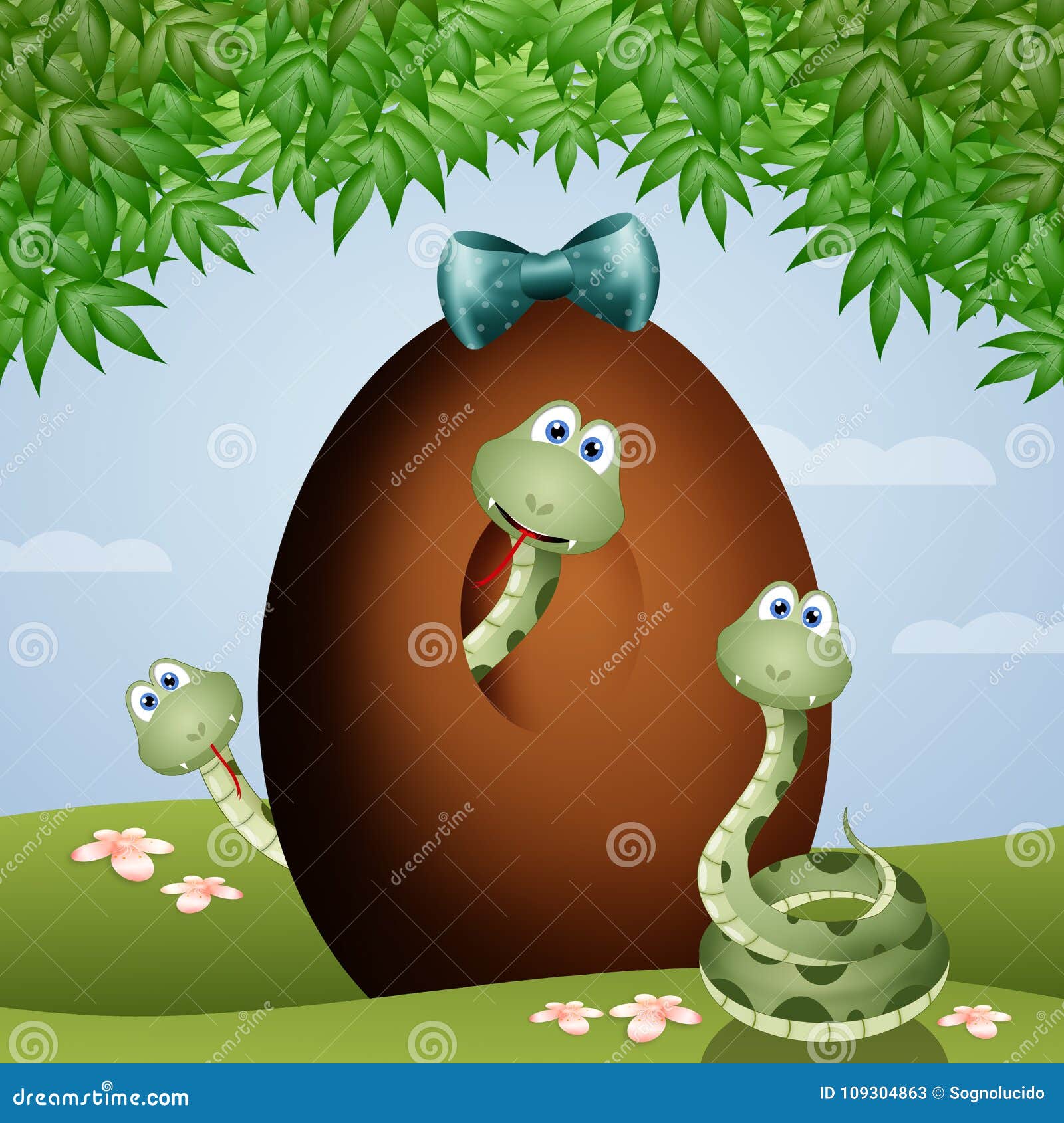 Funny Snake with Easter Eggs Stock Illustration - Illustration of ...