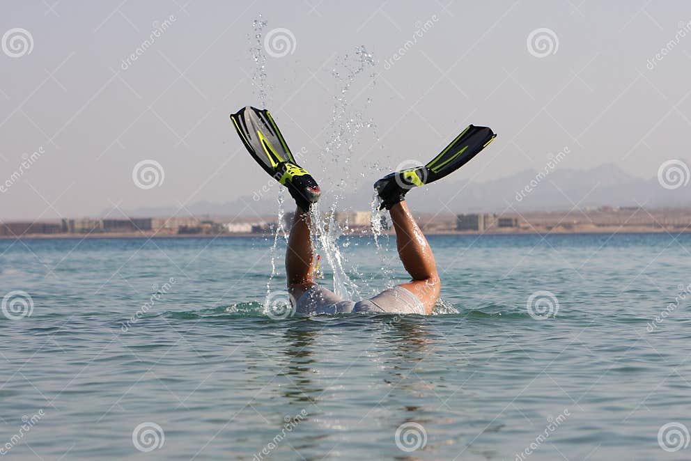 Funny snorkel man stock image. Image of fins, lifestyle - 12001001