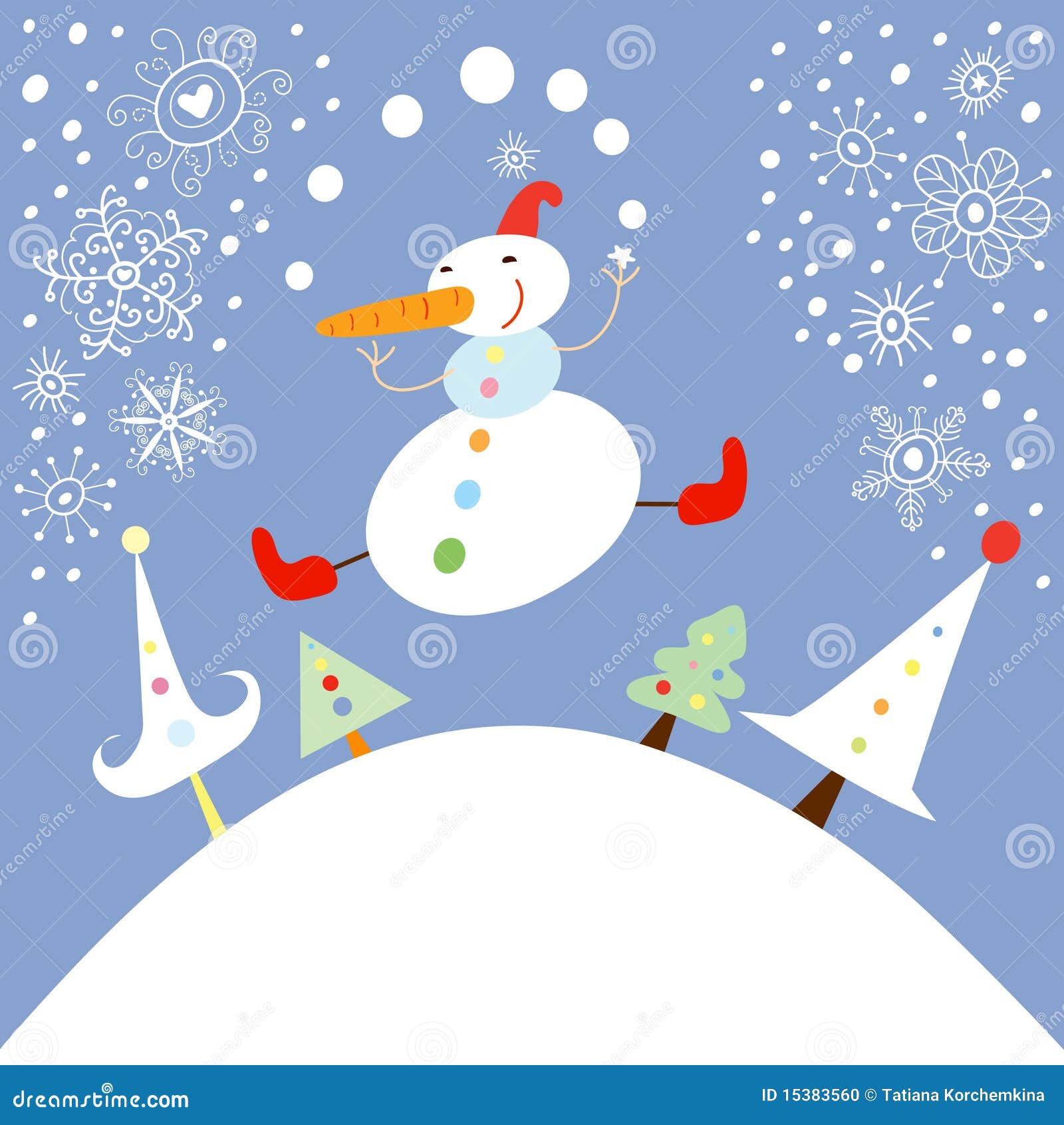 Funny Snowman stock vector. Illustration of graphic, design - 15383560