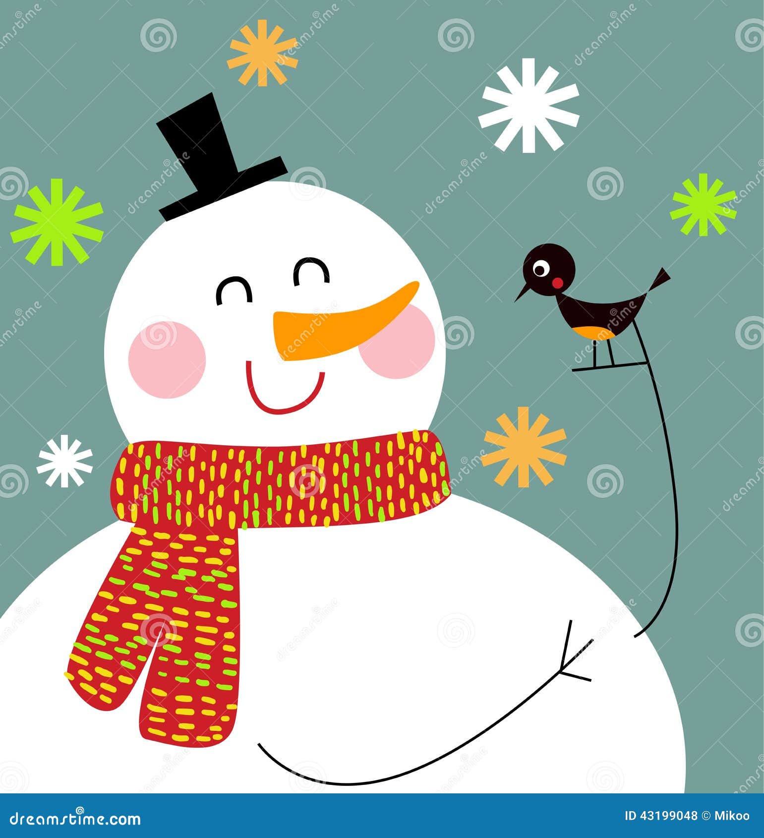 Funny Snowman. Illustration For Coloring Book, Stickers, Cards Royalty ...