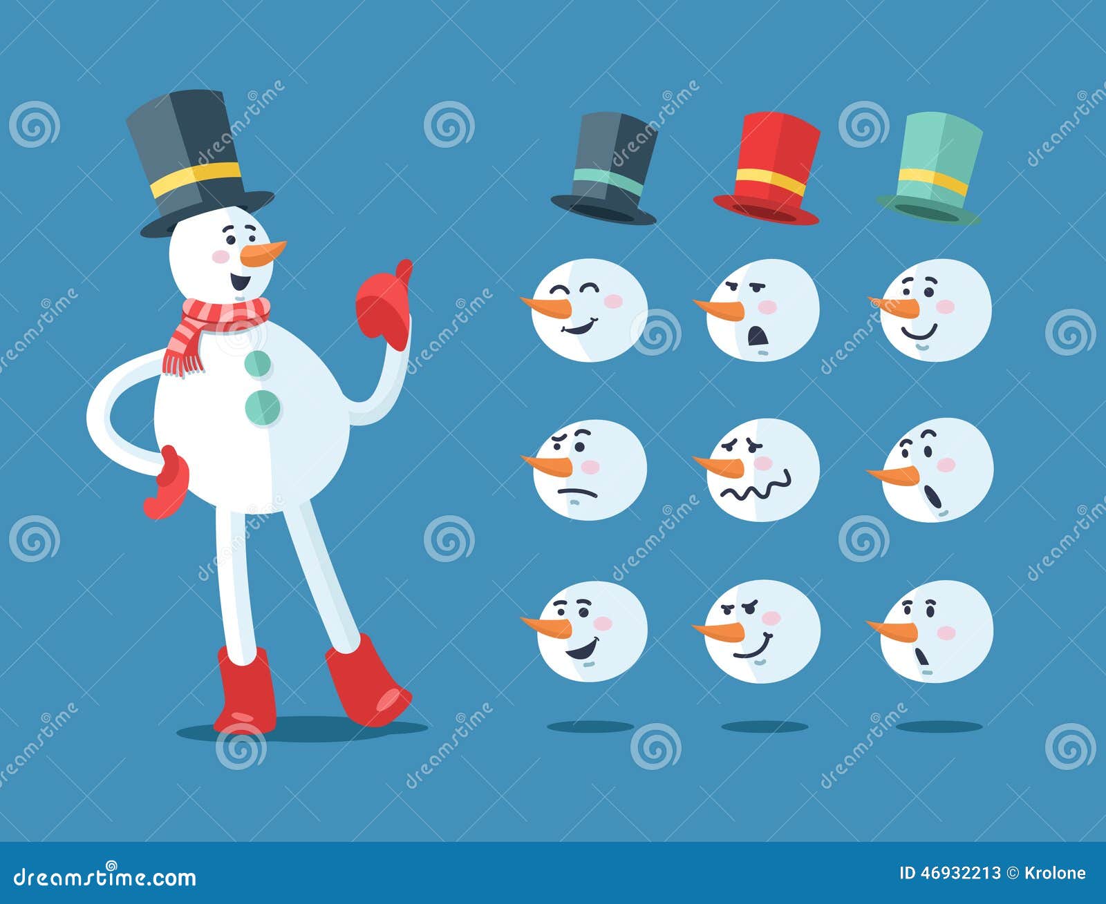 Funny Snowman. Cartoon Vector Set Stock Vector - Illustration of card ...