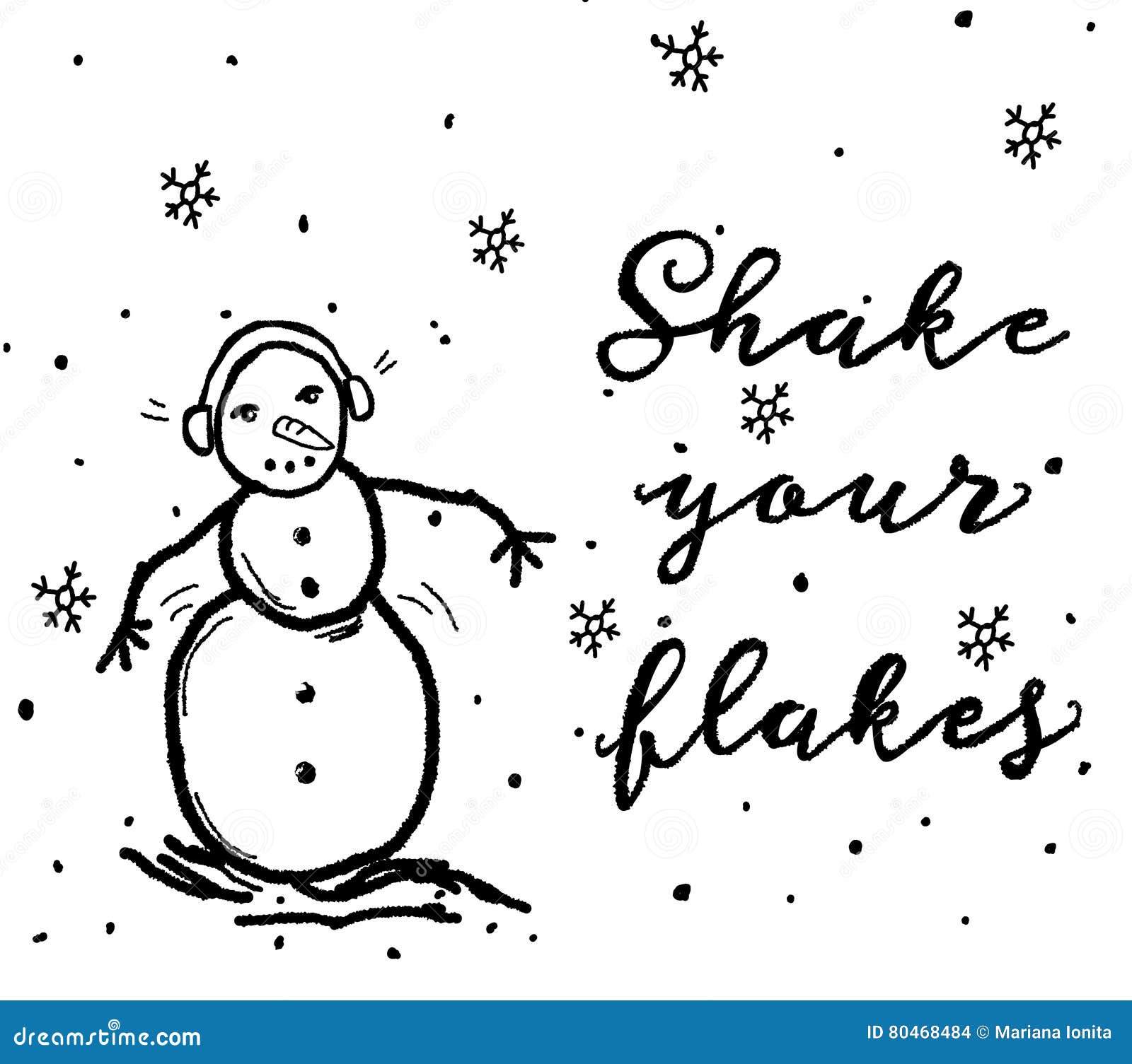 Funny snowman sketch stock photo. Illustration of writing - 80468484