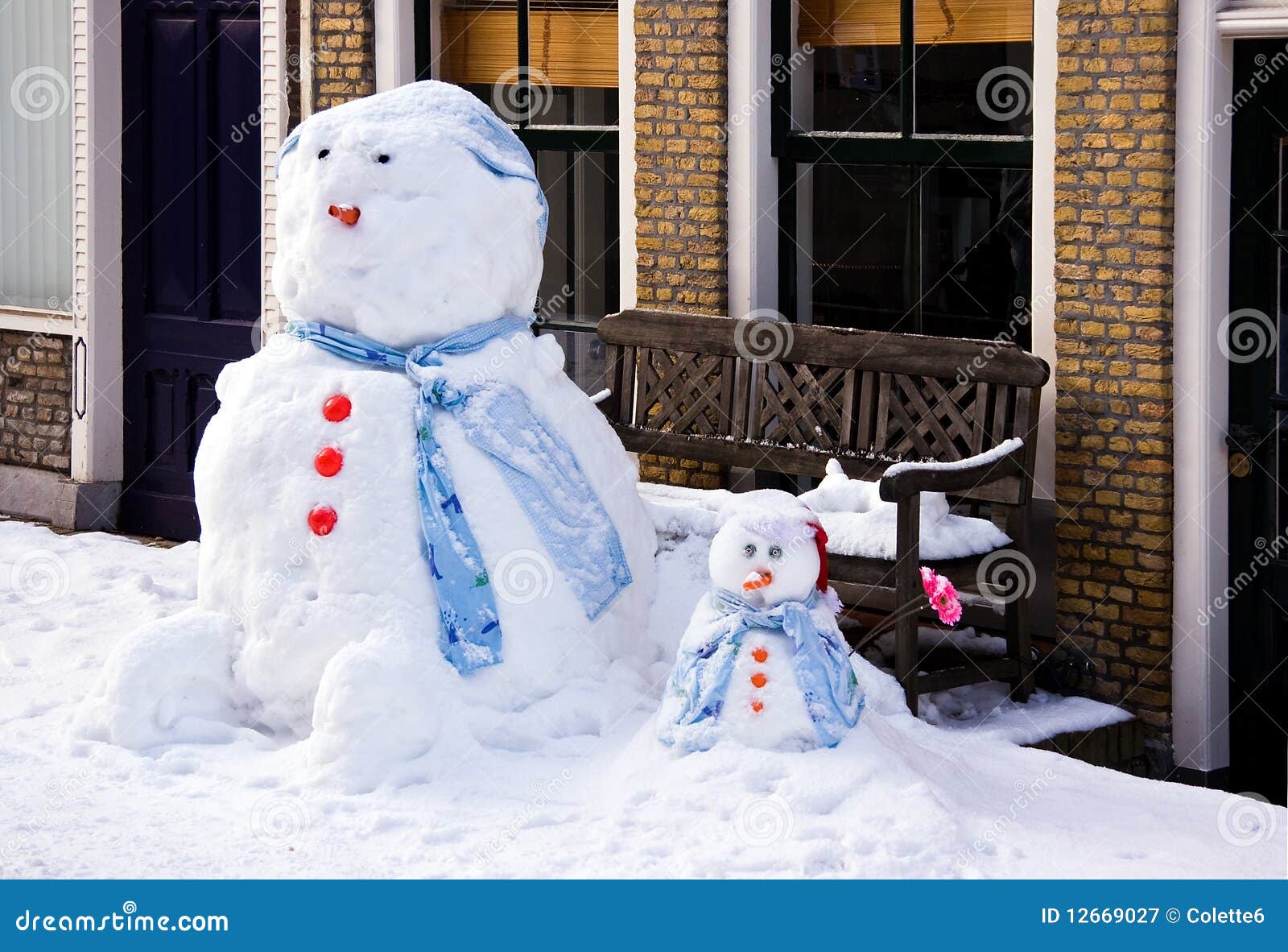 Funny Snowman Wearing Safety Helmet And Mask Stock Photography ...