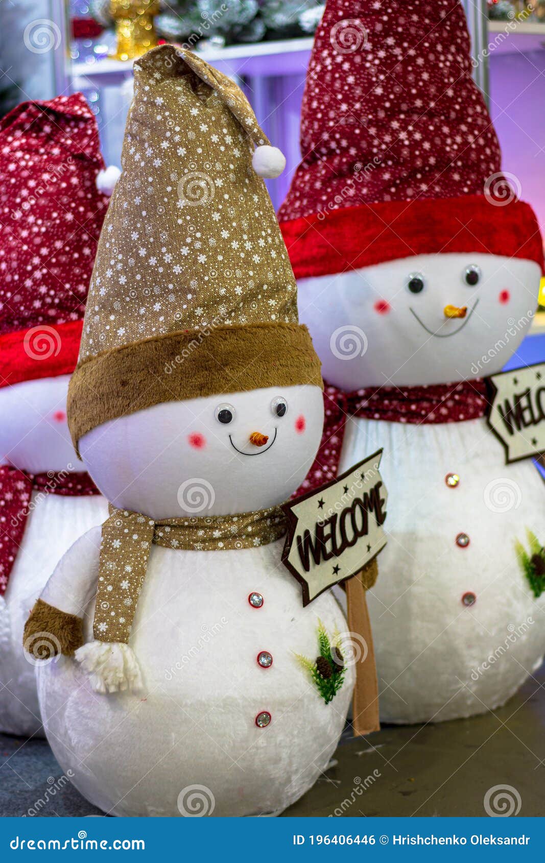 Funny Snowmen with a Welcome Sign Stock Photo - Image of white, sign ...