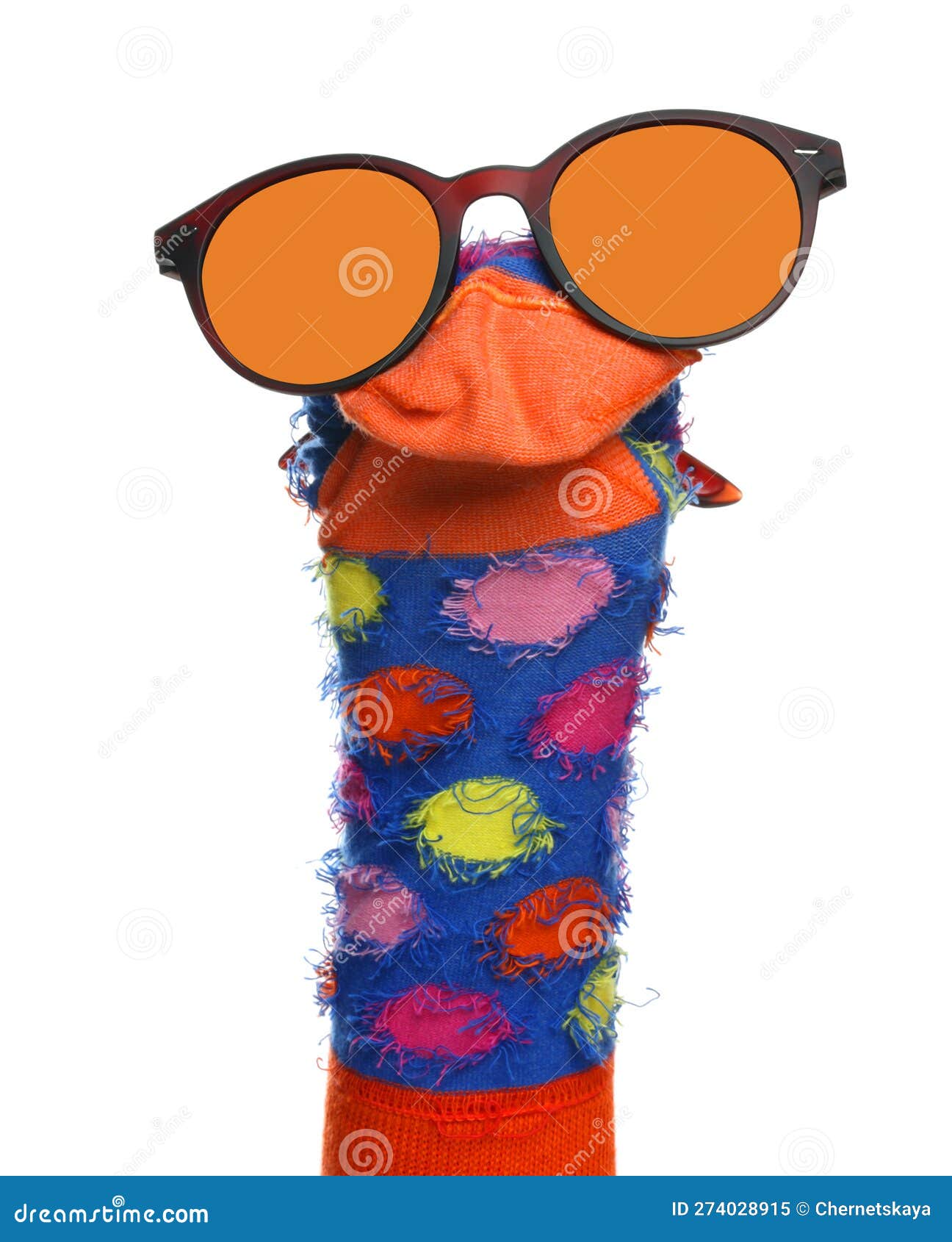 Funny Sock Puppet with Sunglasses Isolated on White Stock Image - Image ...