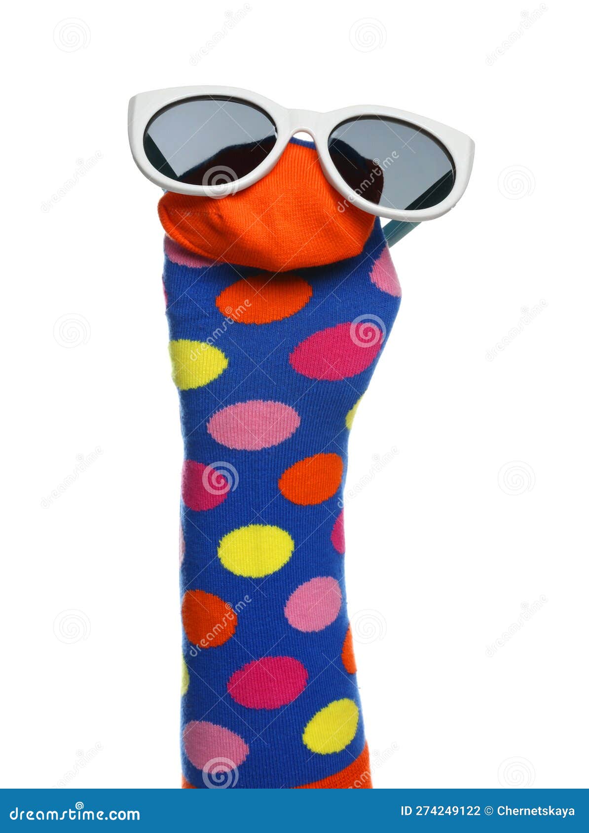 Funny Sock Puppet with Sunglasses Isolated on White Stock Photo - Image ...
