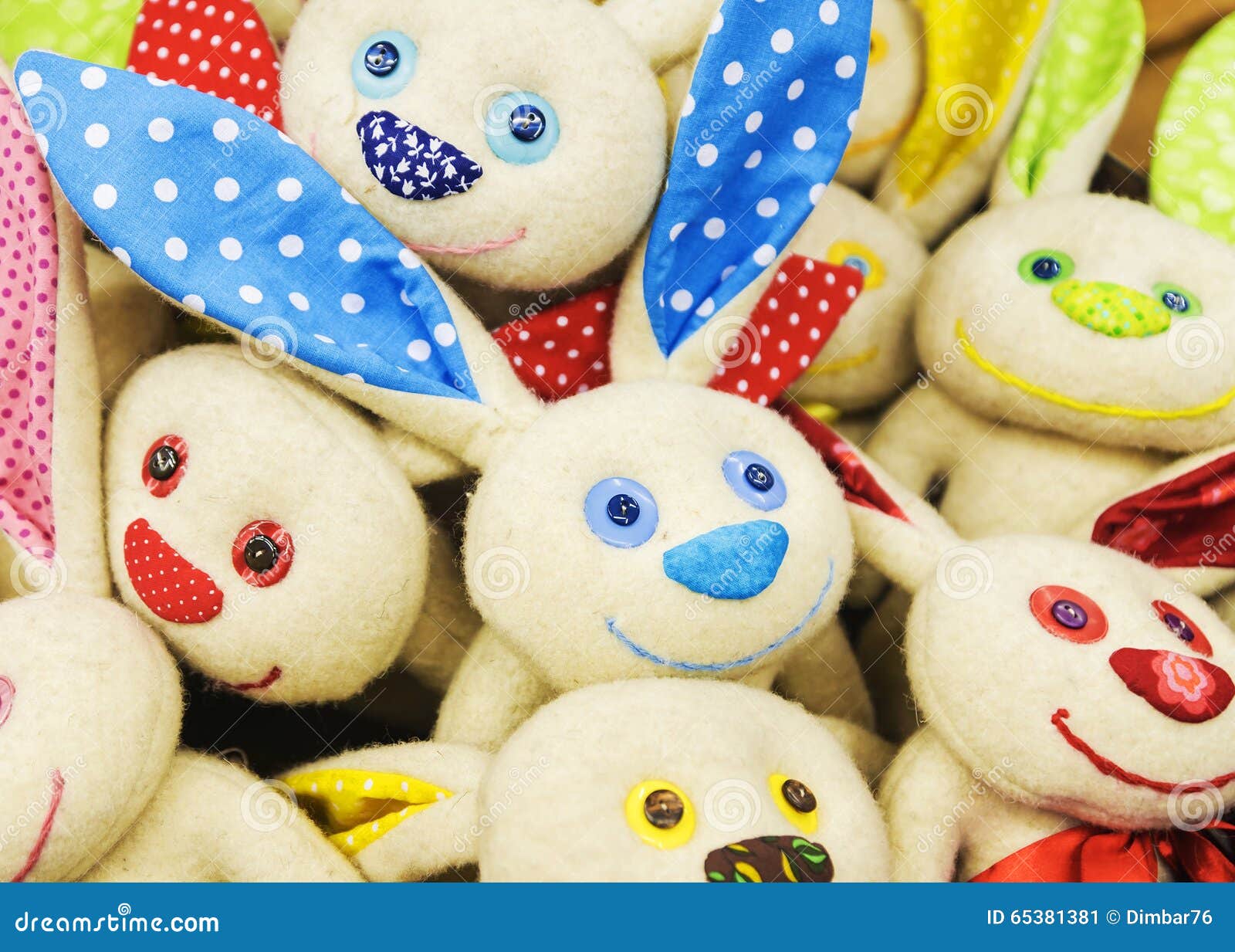 Funny soft toy hares. stock image. Image of doll, faces - 65381381