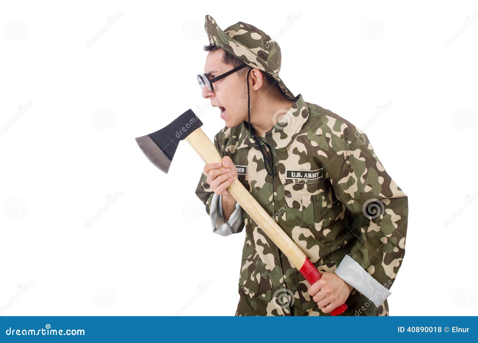 Funny soldier with the axe stock photo. Image of blade - 40890018