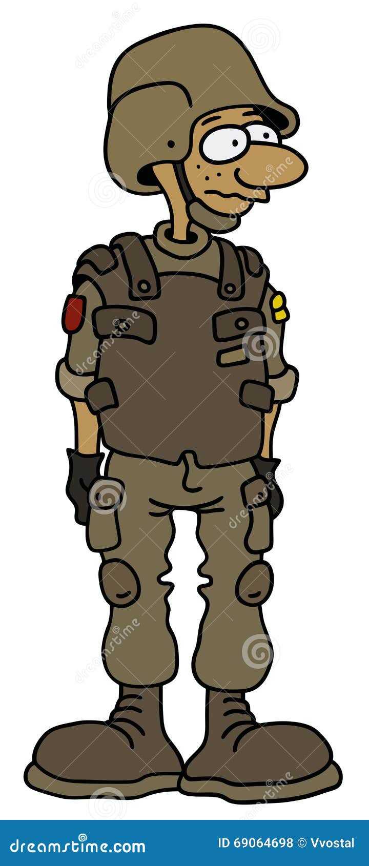 Funny soldier stock vector. Illustration of vector, sand - 69064698