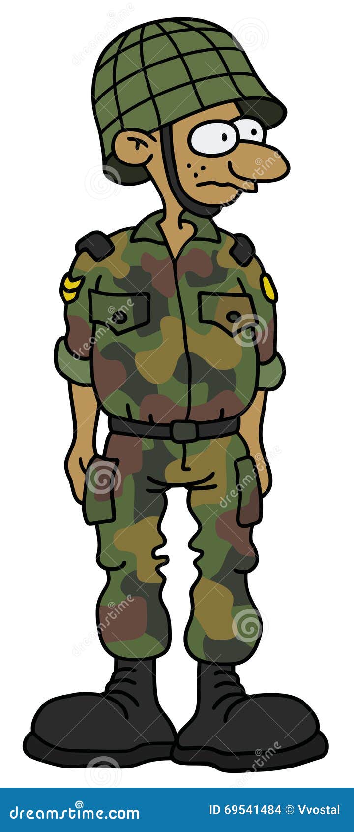 Funny soldier stock vector. Illustration of head, khaki - 69541484