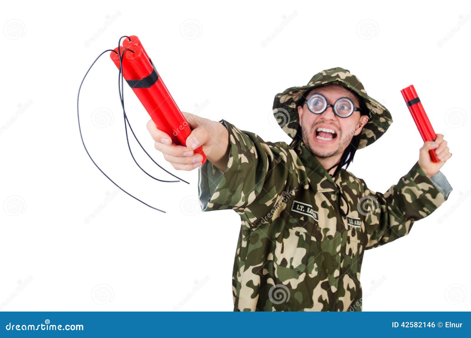 Funny soldier isolated stock photo. Image of humour, handgun - 42582146