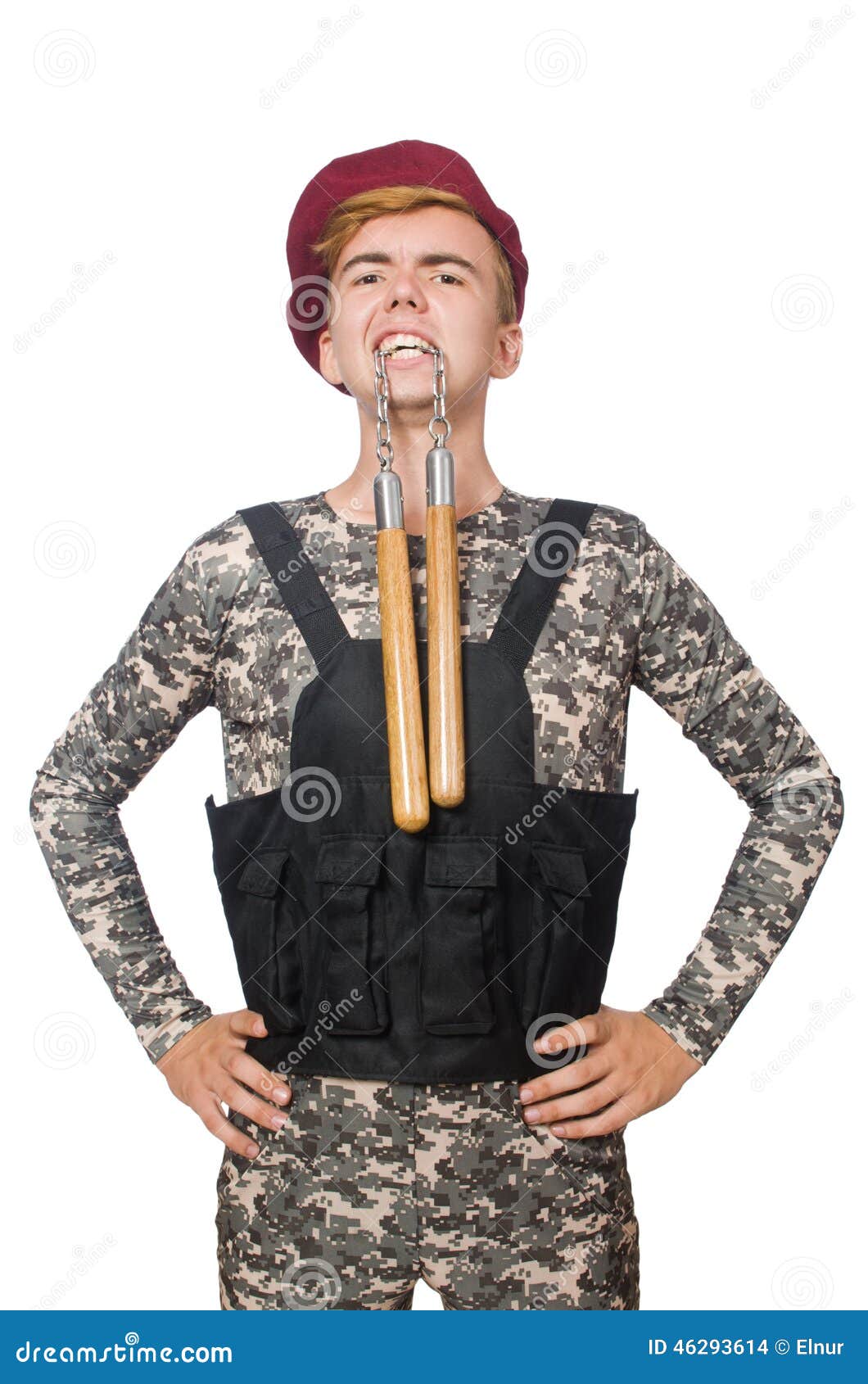 Funny soldier isolated stock photo. Image of army, humor - 46293614