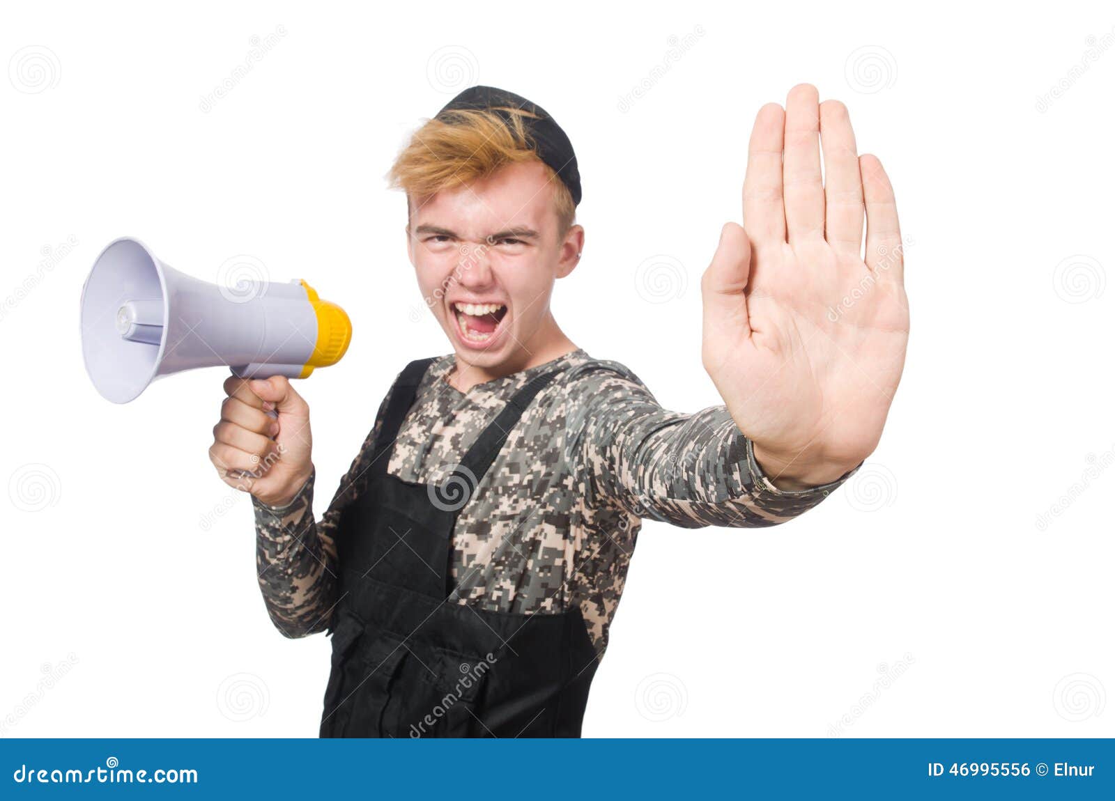 Funny soldier isolated stock photo. Image of commando - 46995556