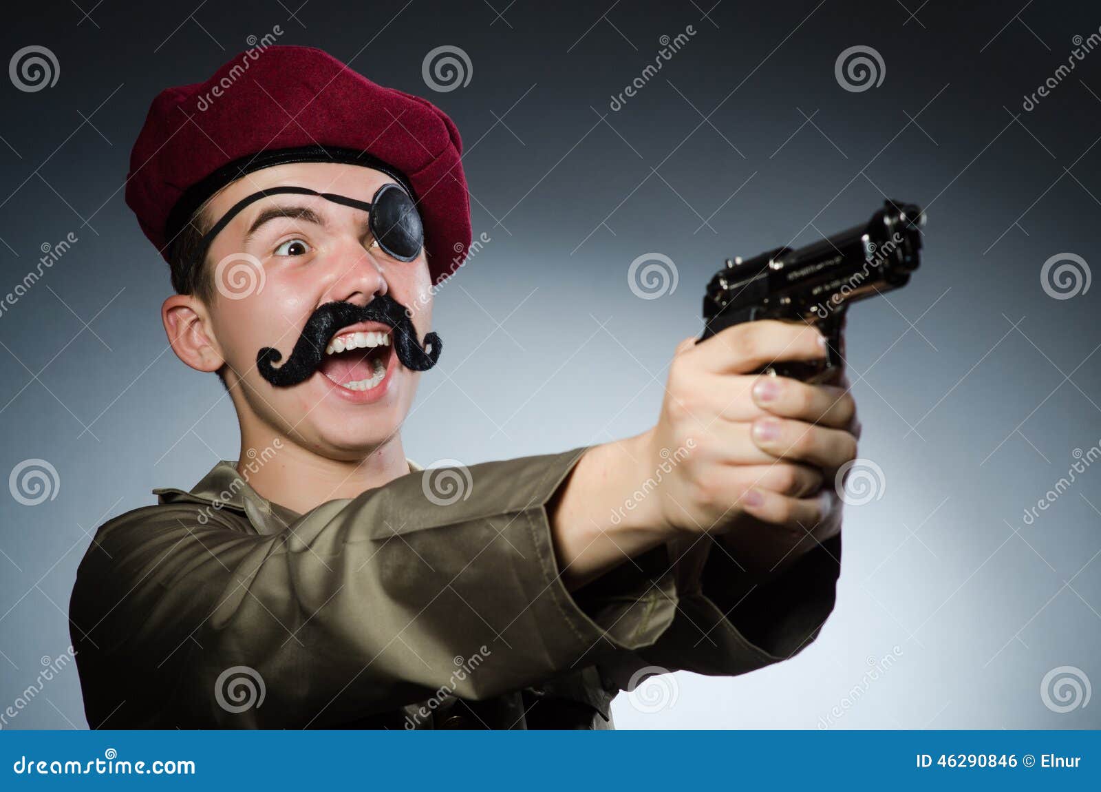 Funny soldier in military stock photo. Image of handgun - 46290846