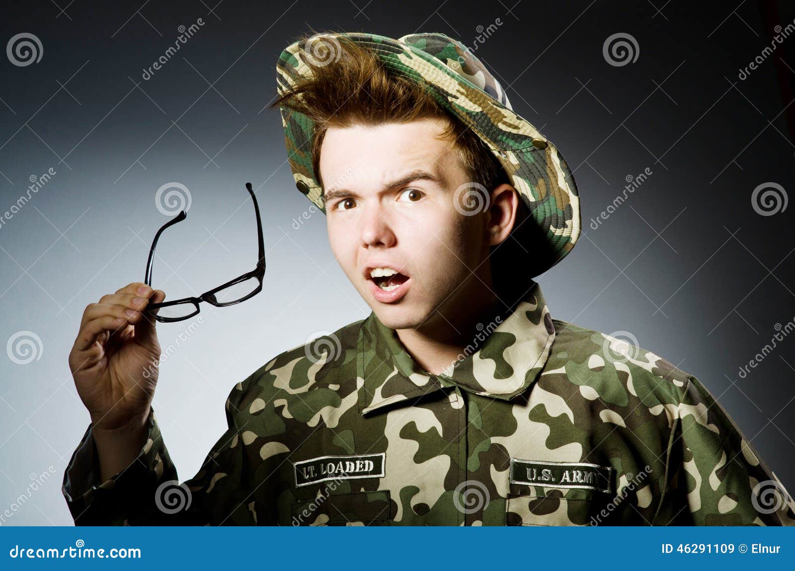 Funny soldier in military stock image. Image of amazed - 46291109