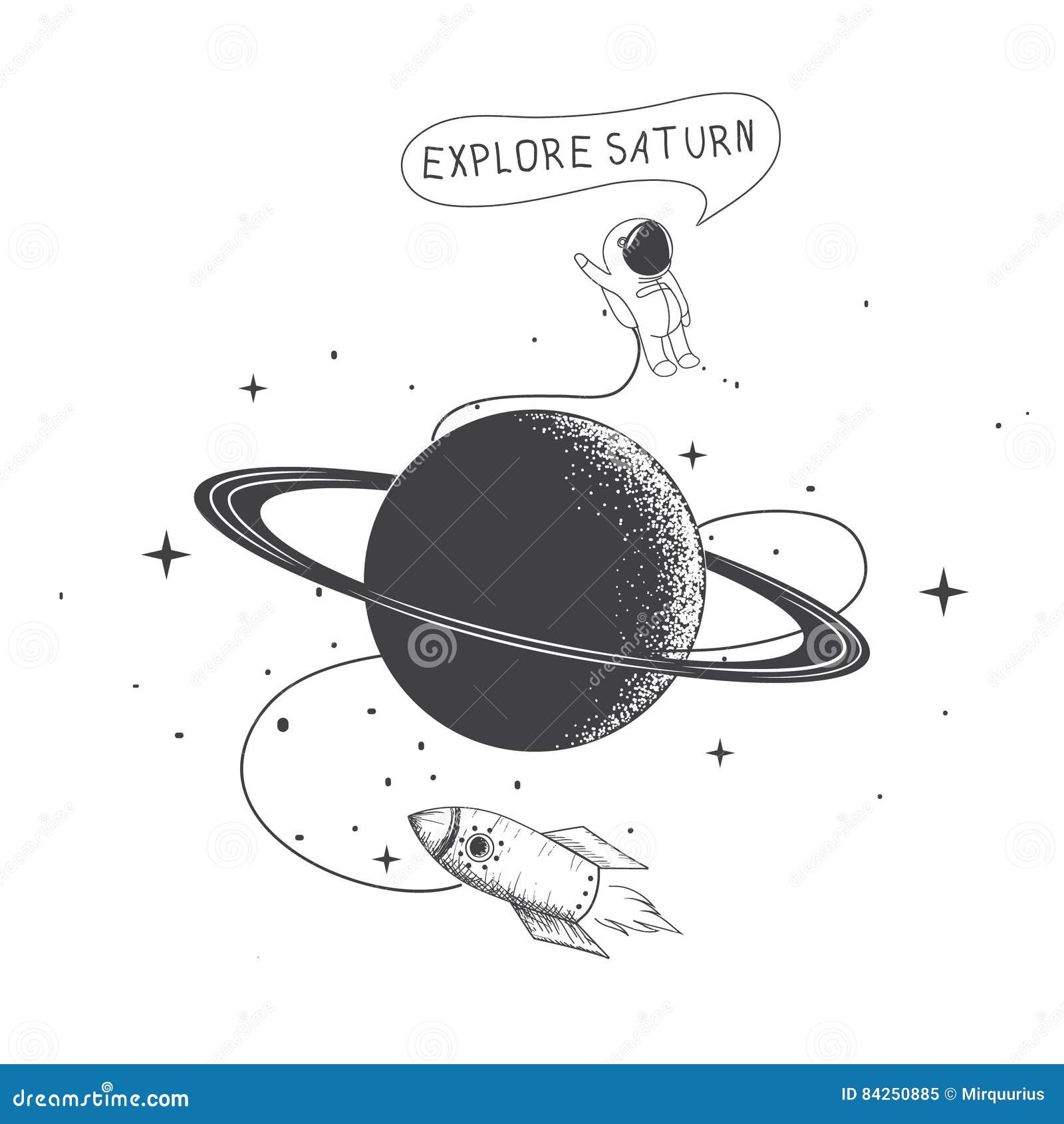 Funny Spaceman Exploring Saturn Stock Vector - Illustration of galaxy ...