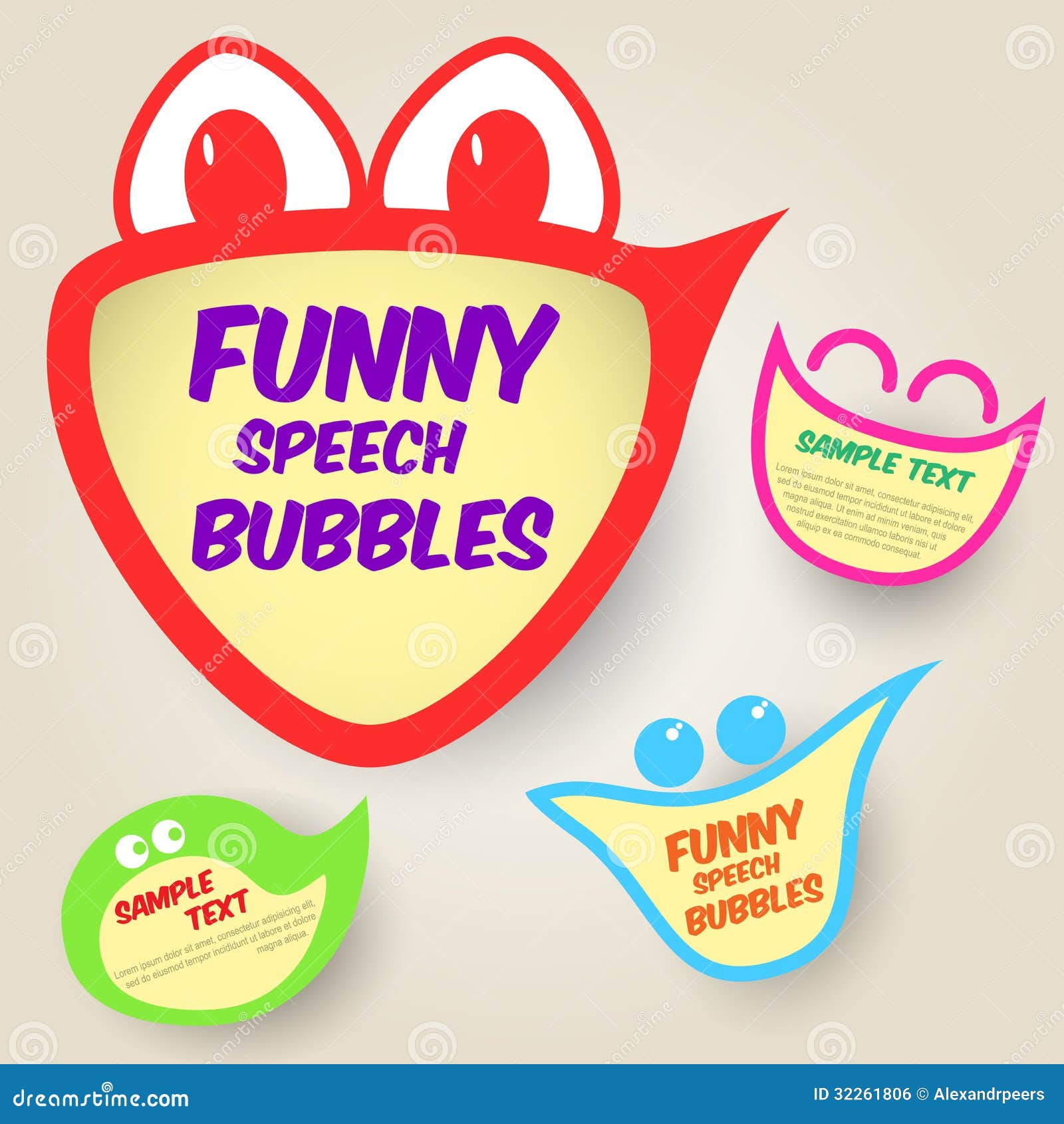 Funny speech bubbles stock vector. Illustration of marketing - 32261806
