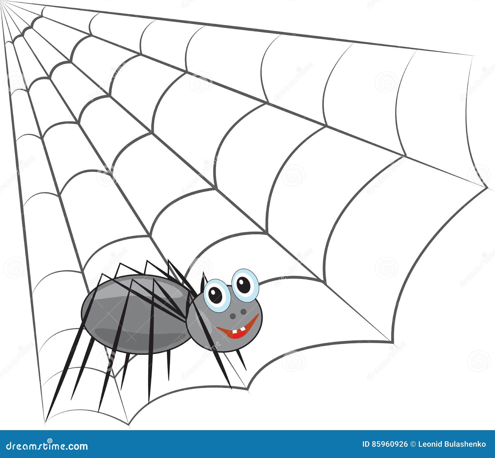 Funny spider on the web stock vector. Illustration of graphic - 85960926