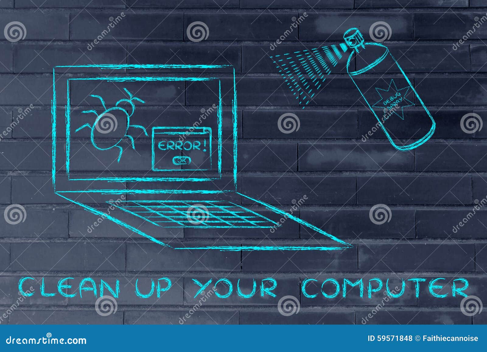 Funny Spray Cleaning Up Computer Bugs Stock Illustration - Illustration ...