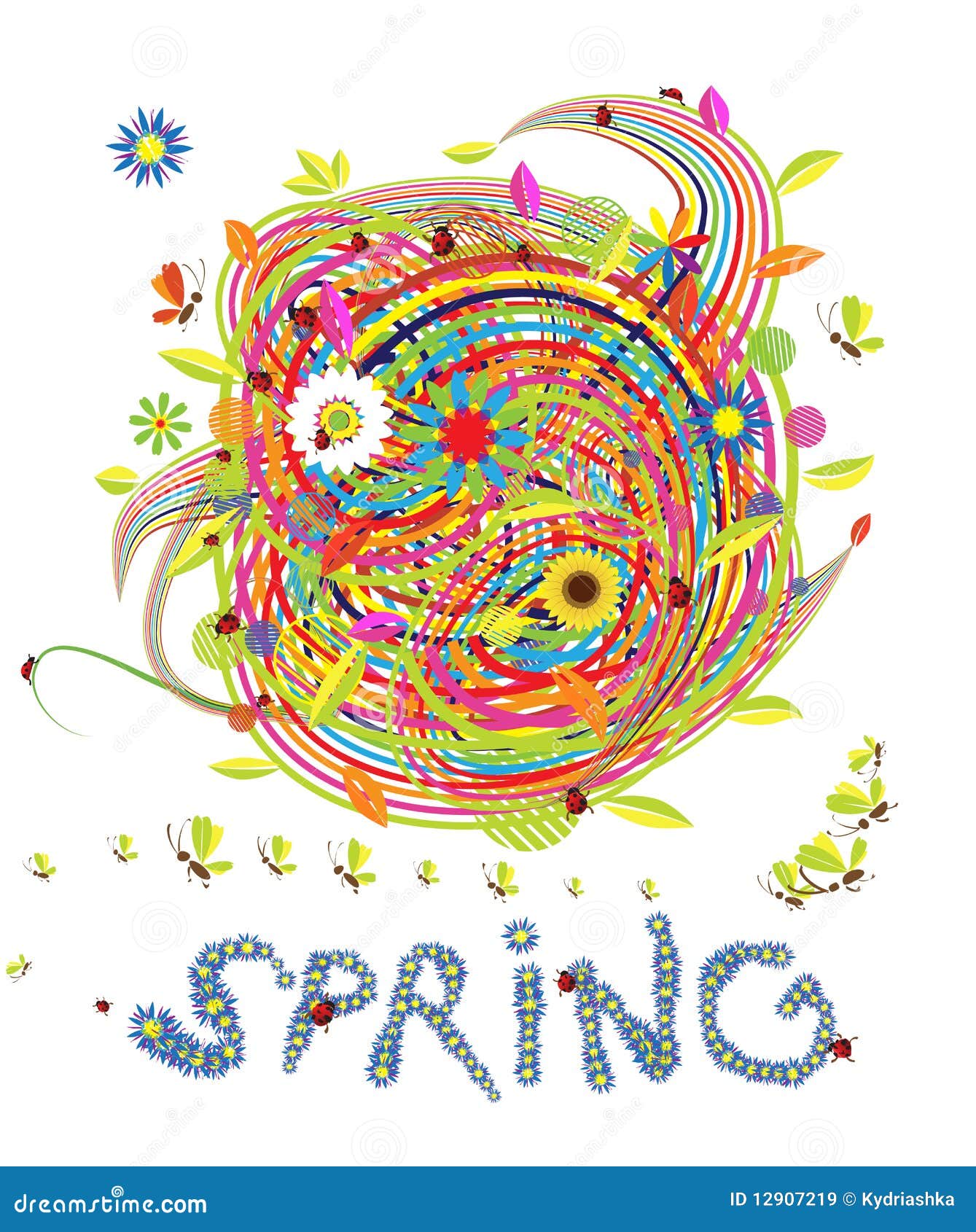 Funny spring illustration stock vector. Illustration of design - 12907219