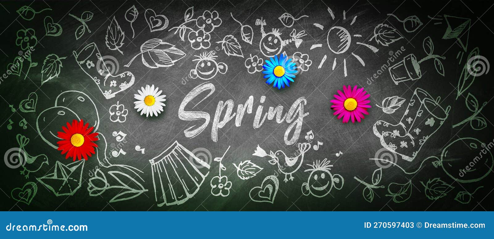 Funny Spring Word Witten on Chalkboad Background Stock Image - Image of ...