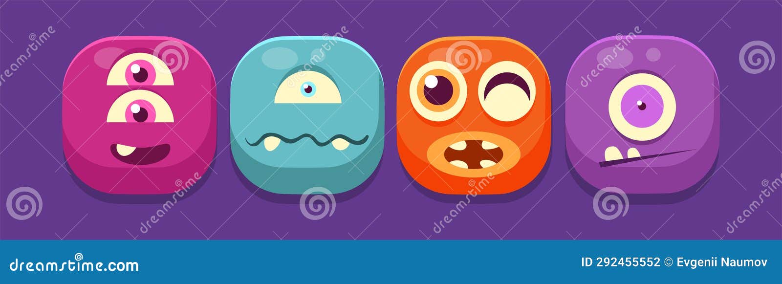 Funny Square Face Character with Emotion Icon Vector Set Stock Vector ...