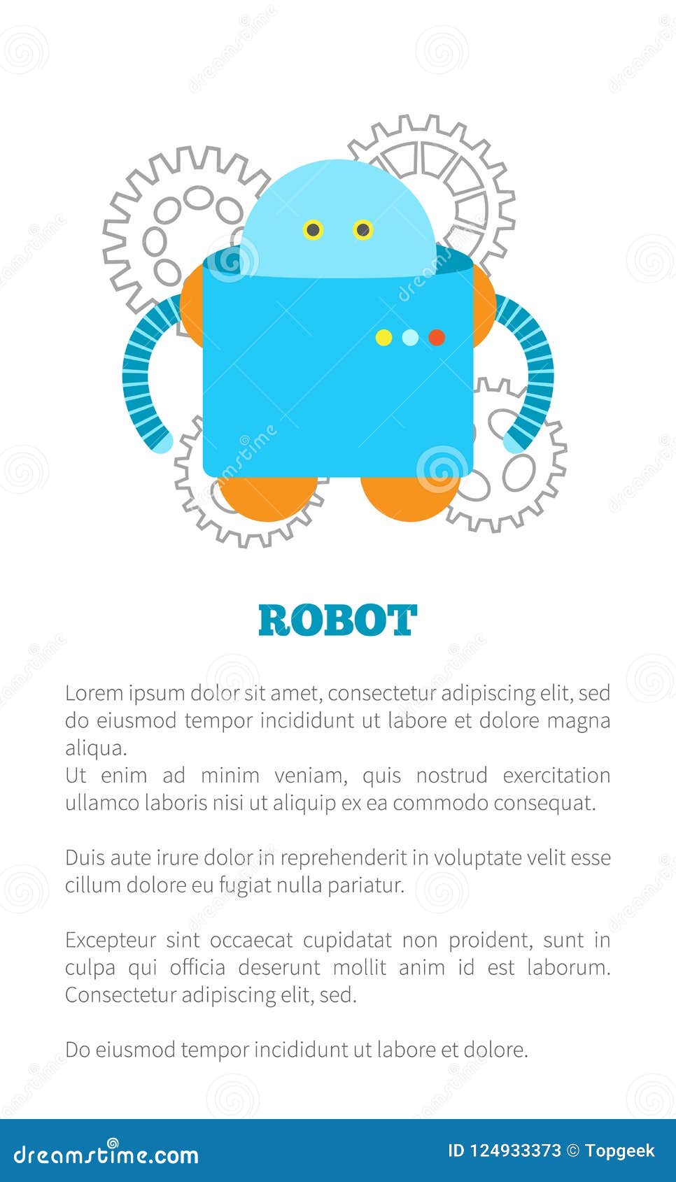 Funny Square Robot in Blue Corpus with Small Panel Stock Vector ...