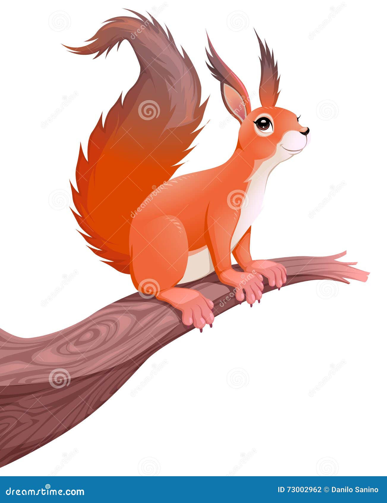 Funny Squirrel On Branch Vector Illustration | CartoonDealer.com #73002962