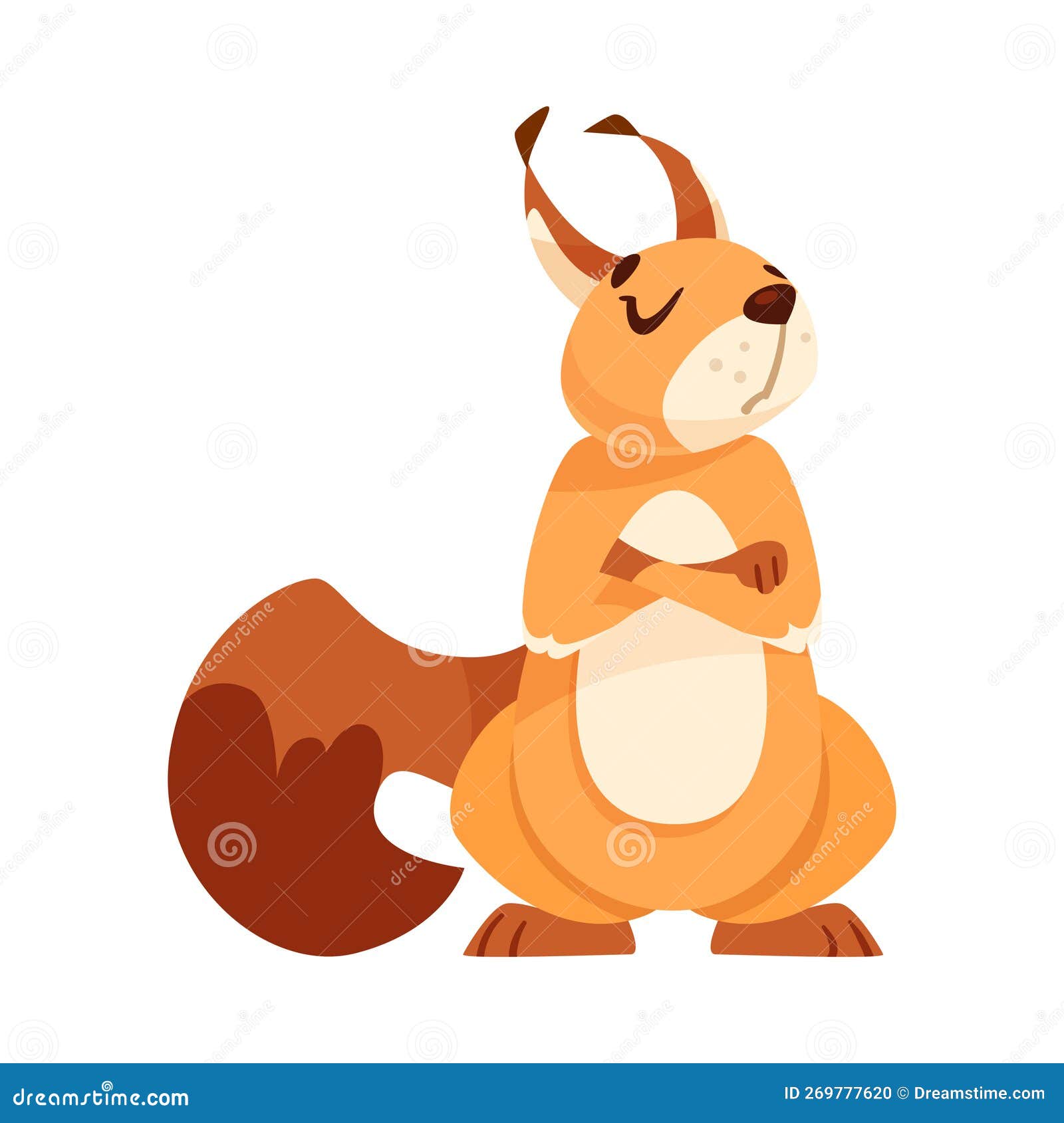 Funny Squirrel with Bushy Tail with Grumpy Face and Folded Paws ...