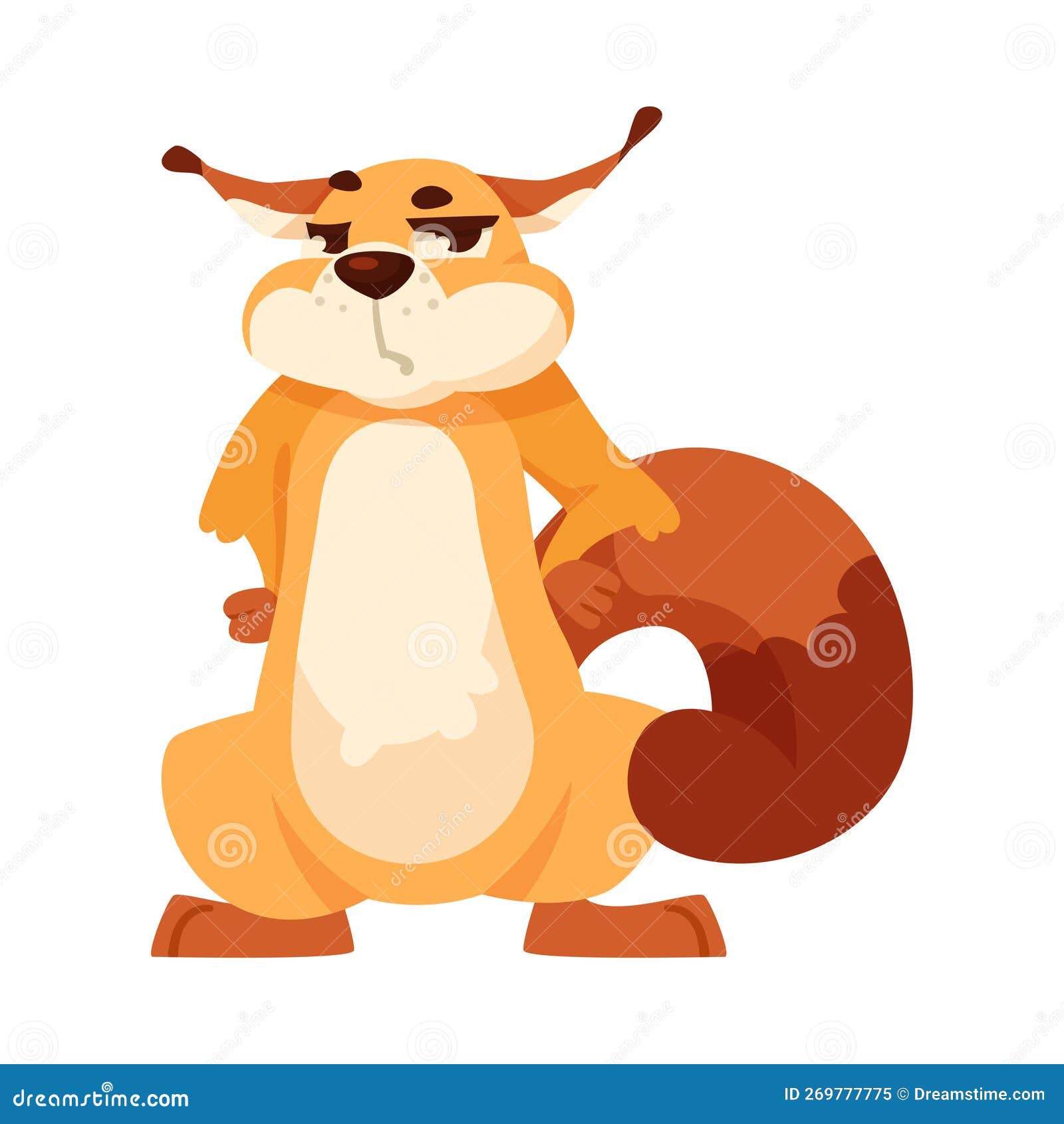 Funny Squirrel with Bushy Tail Having Angry Grumpy Face Expressing ...