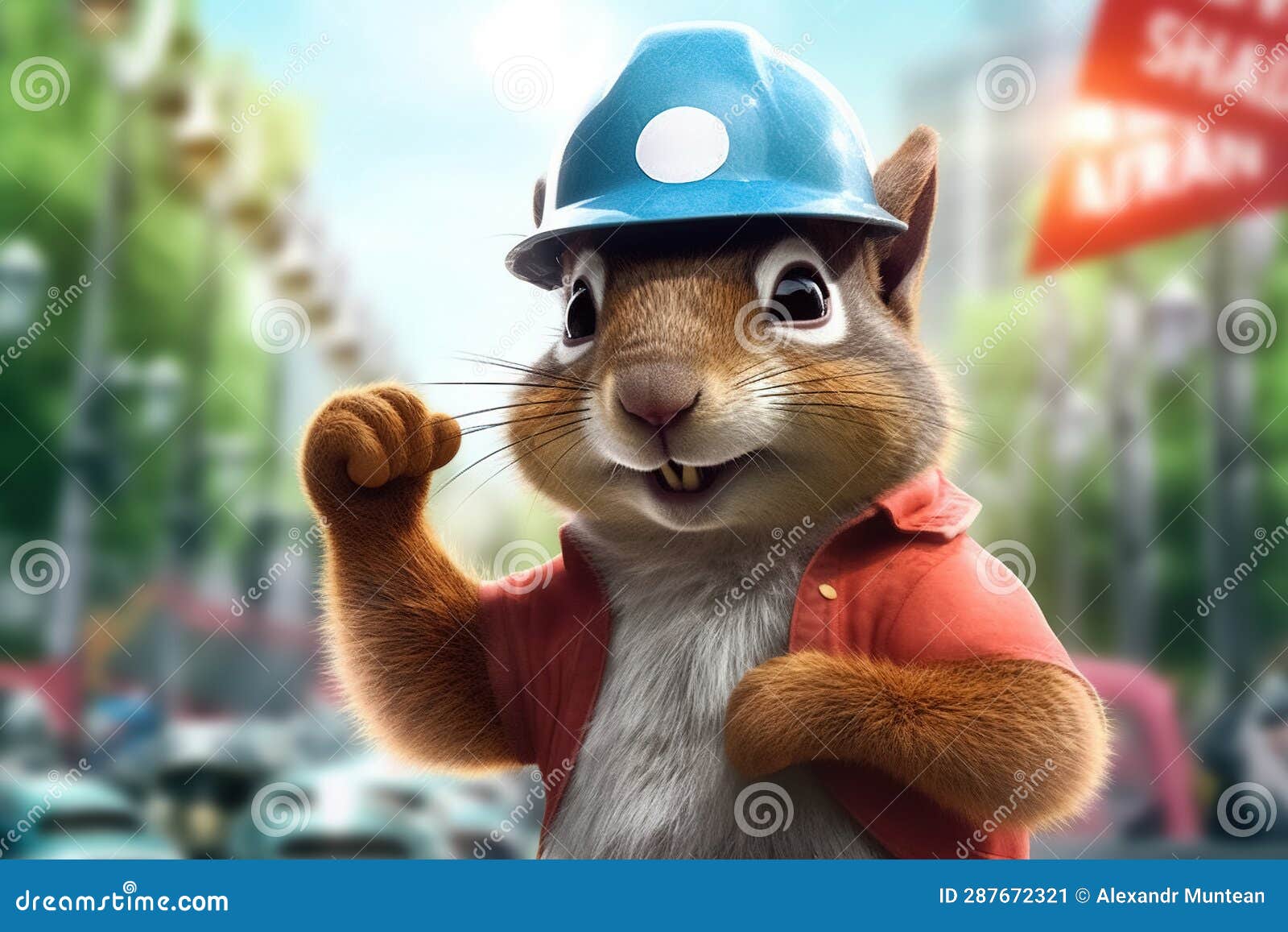 Funny Squirrel in Hard Hat, Happy Labor Day. Stock Image - Image of ...