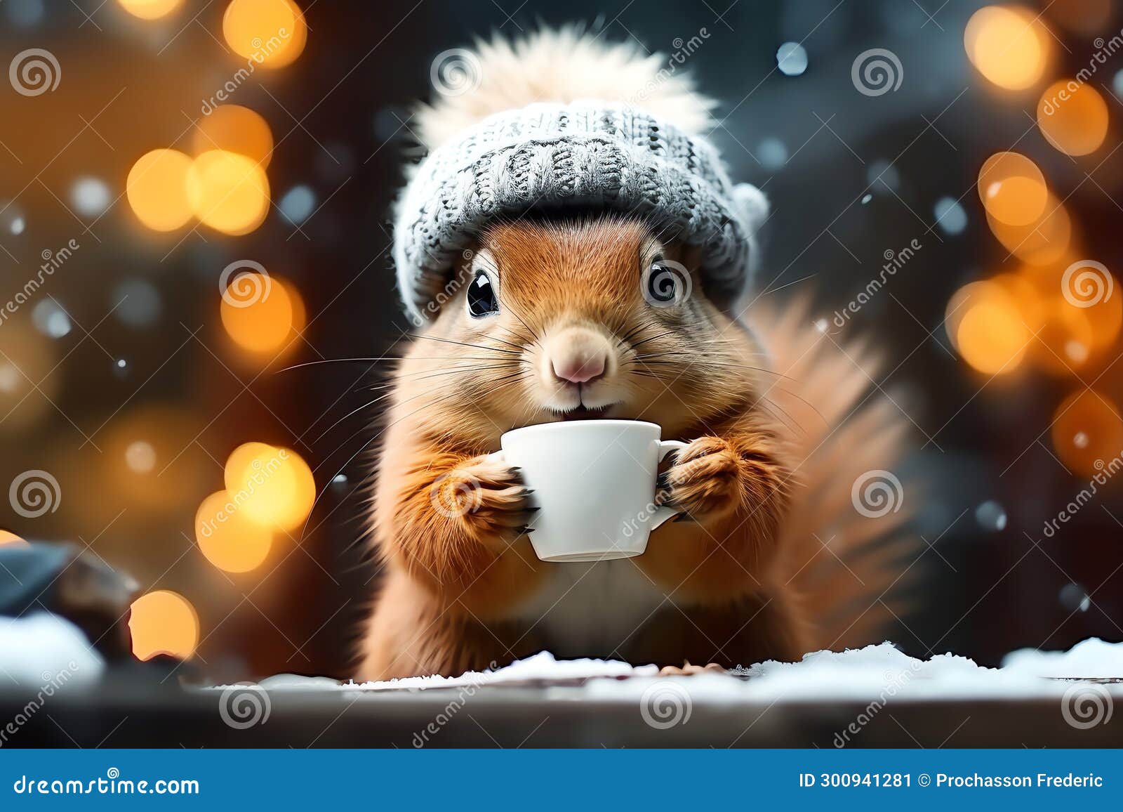 Funny Squirrel with Hot Chocolate Cup, AI Generated Stock Image - Image ...