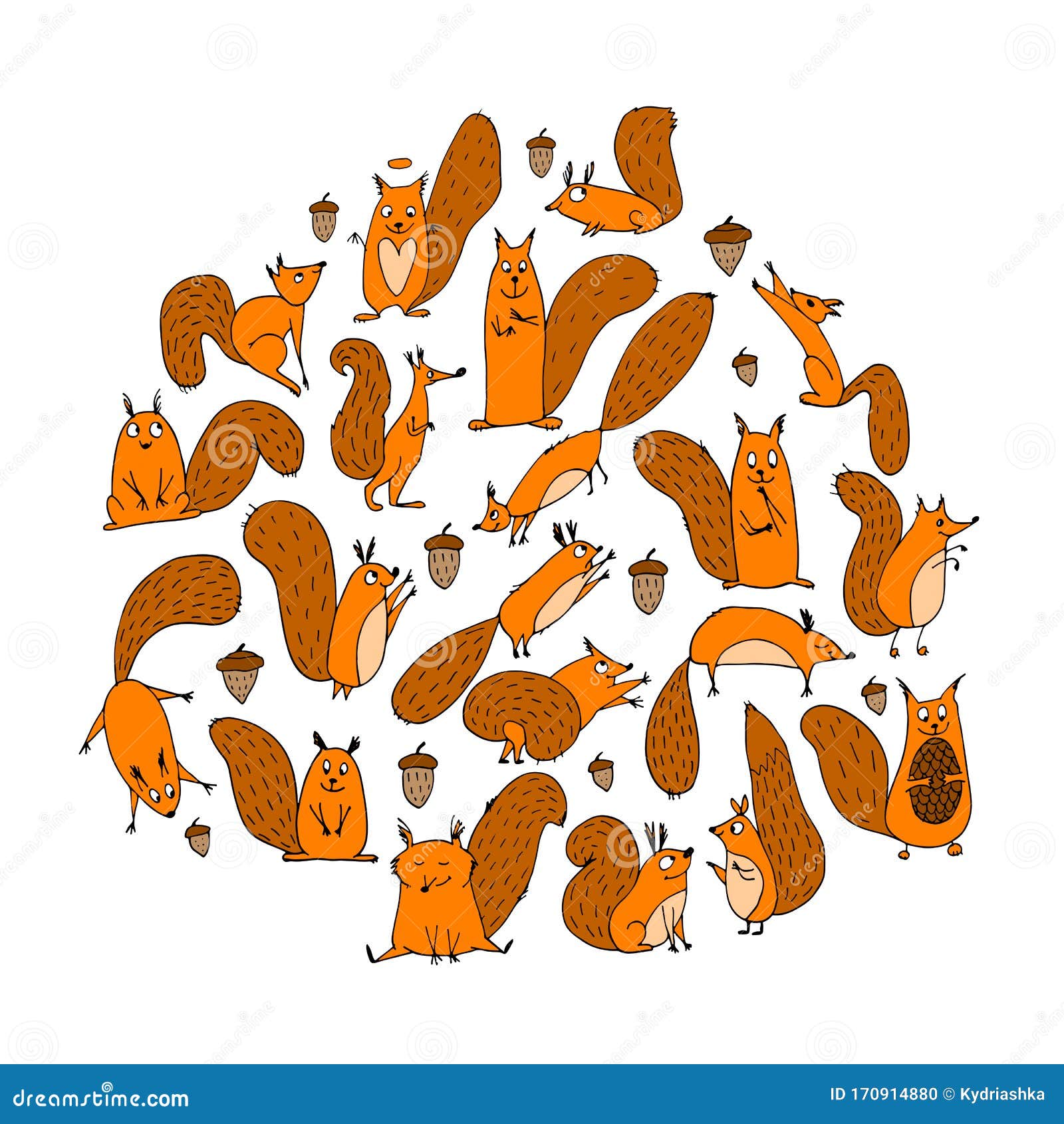 Funny Squirrel with Nut, Collection for Your Design Stock Vector ...