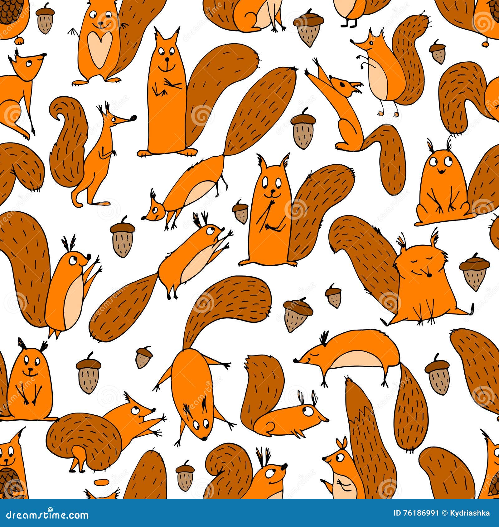 Funny Squirrel with Nut, Seamless Pattern for Your Design Stock Vector - Illustration of cute ...
