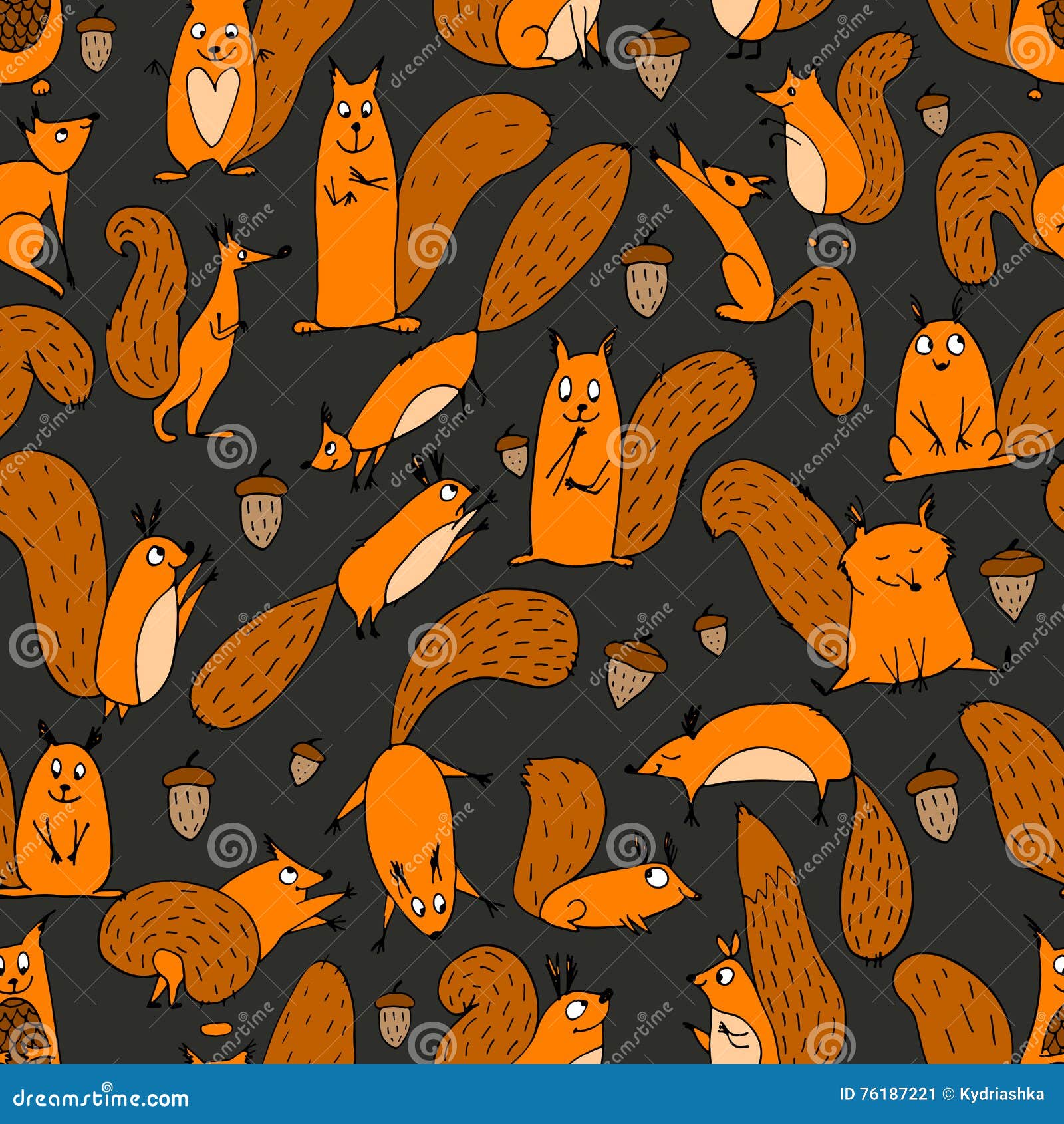 Funny Squirrel with Nut, Seamless Pattern for Your Design Stock Vector - Illustration of baby ...