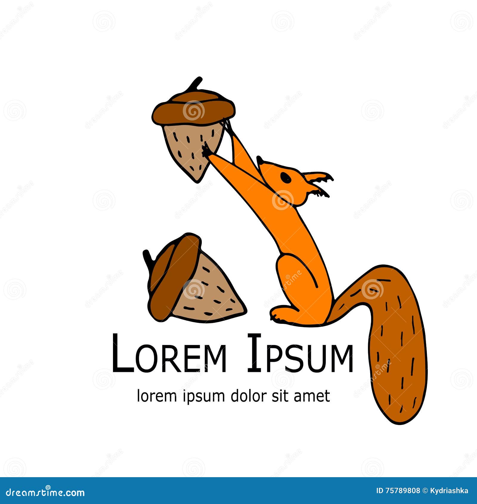 Funny Squirrel with Nut for Your Design Stock Vector - Illustration of ...