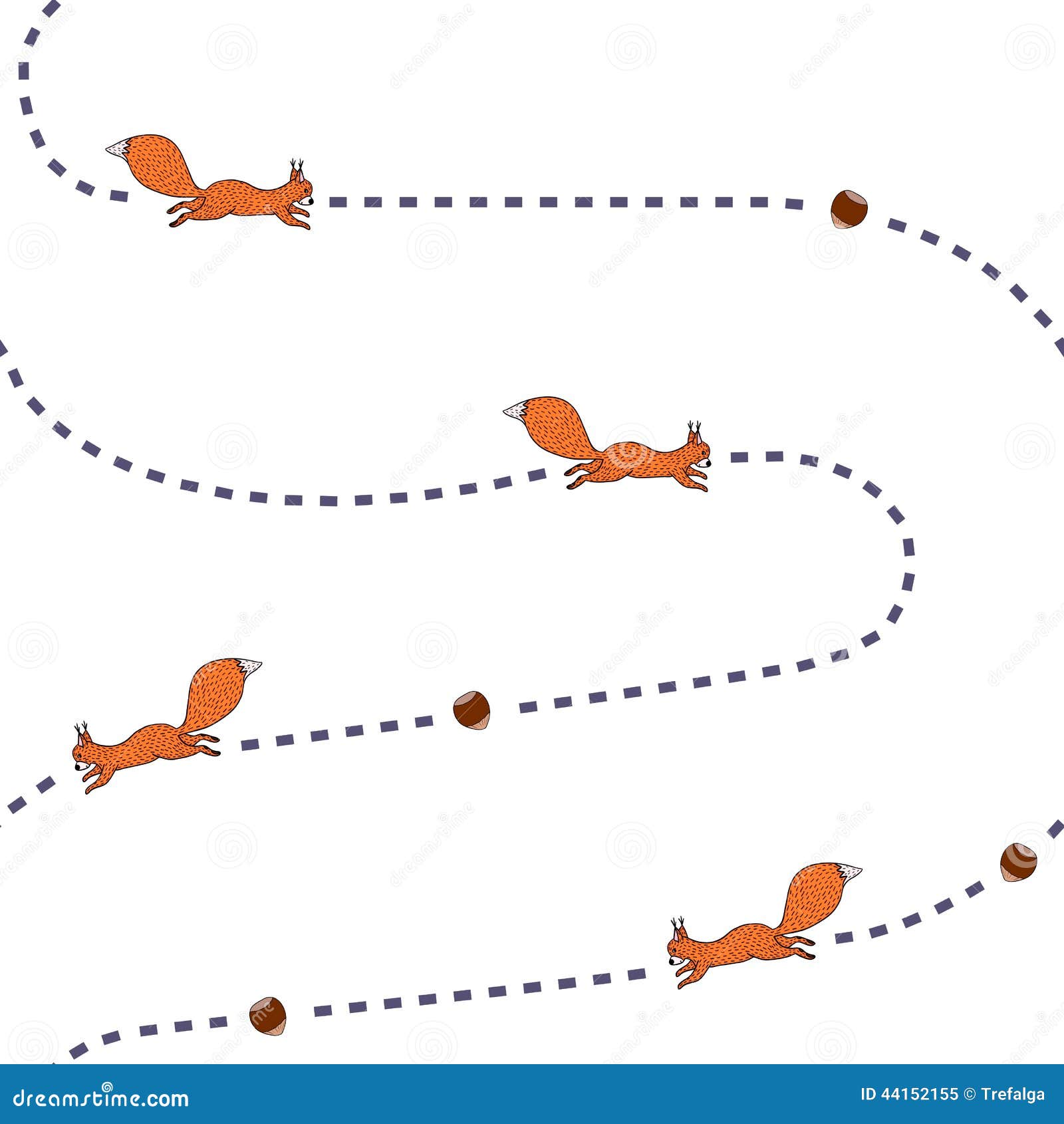 Funny Squirrels Chasing Nuts Pattern Stock Vector - Illustration of ...