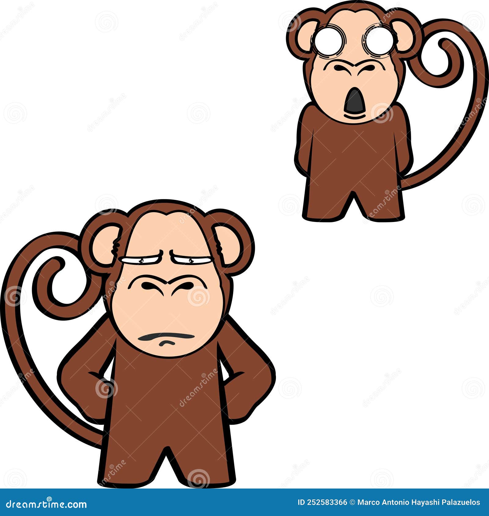 Angry Standing Monkey Cartoon Expressions Pack Stock Vector ...