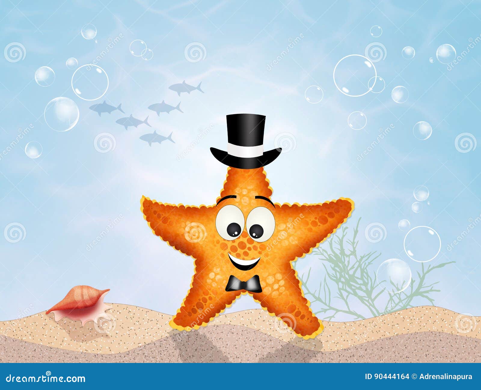 Funny Starfish in the Ocean Stock Illustration - Illustration of ocean ...